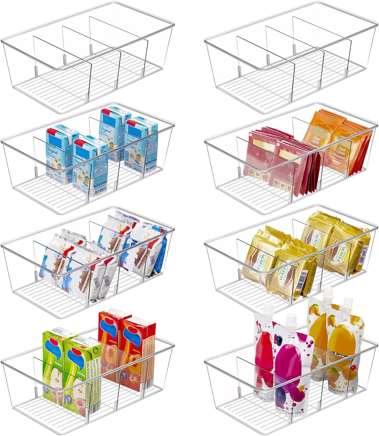 8 Pack Food Storage Organizer Bins, Clear Plastic Bins for Pantry ... 8 Pack Food Storage Organizer Bins, Clear Plastic Bins for Pantry ...