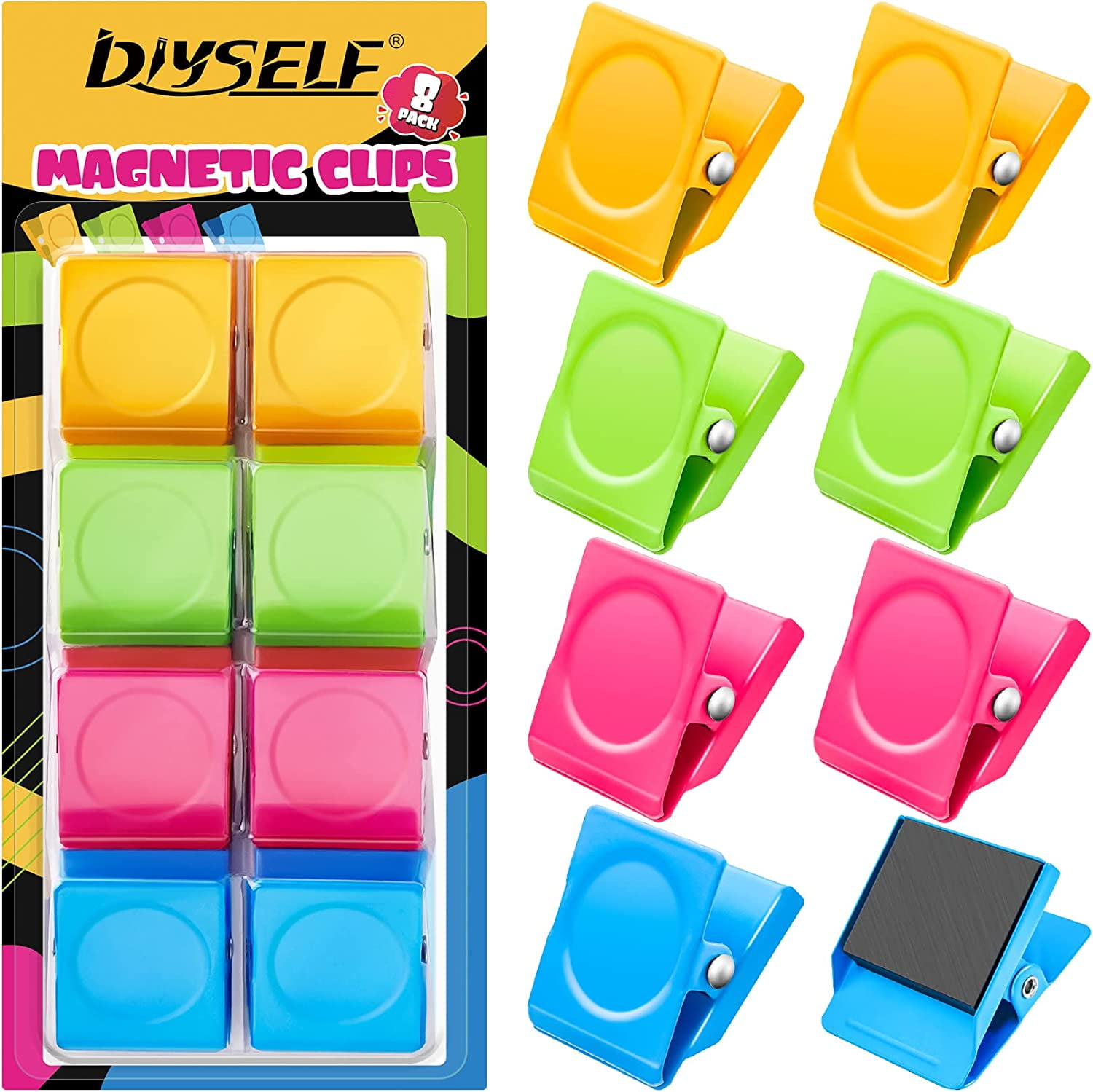 8 Pack Fridge Magnet, Magnetic Clips Heavy Duty for Whiteboard ...