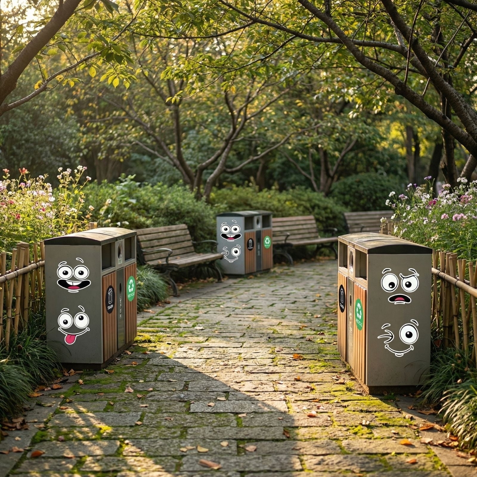 8 Pack Funny Face Stickers for Trash Cans, Waterproof Vinyl Decals for ...