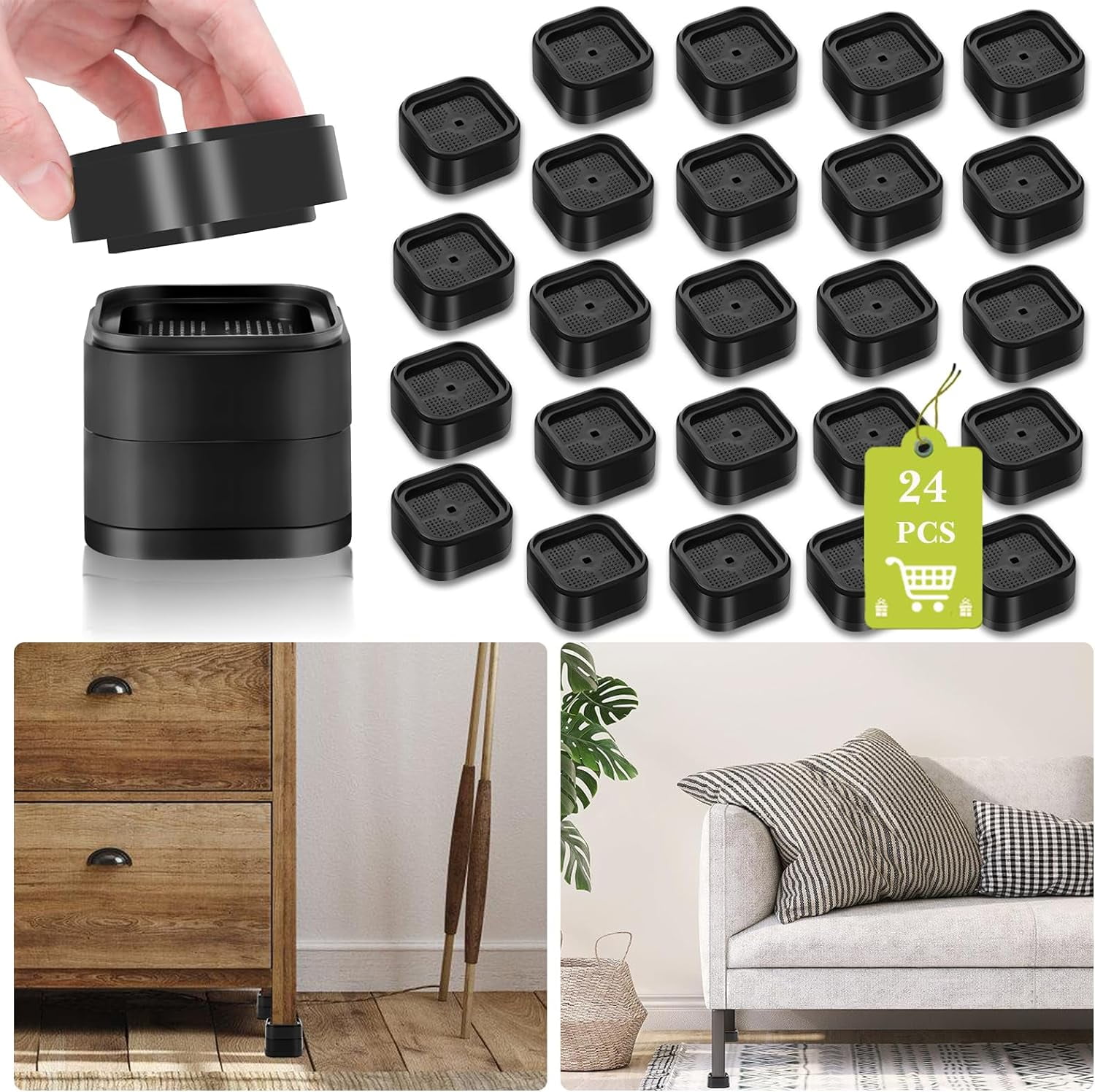 8 Pack Furniture Risers 1 or 2 Inch, Adjustable Bed Risers Heavy Duty ...