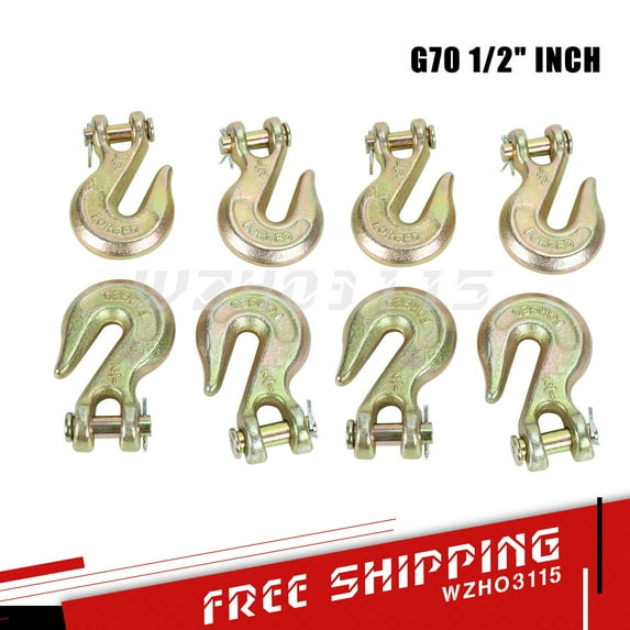 8 Pack G70 1/2" Clevis Grab Hooks Tow Chain Hook Flatbed Truck Trailer ...