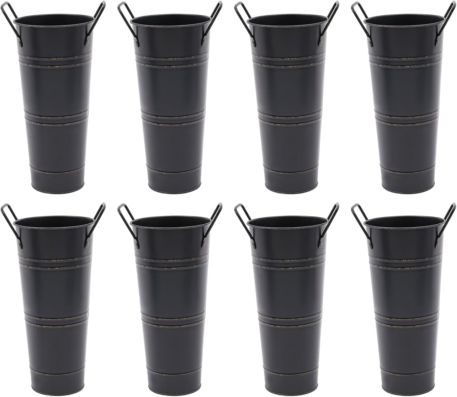 8 Pack Galvanized Metal Vases, 9" Tall Flower Bucket Vases with Handles ...