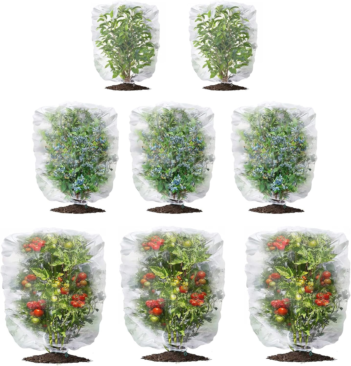 8 Pack Garden Netting Mesh Pest Barrier Plant Cover Bags with ...