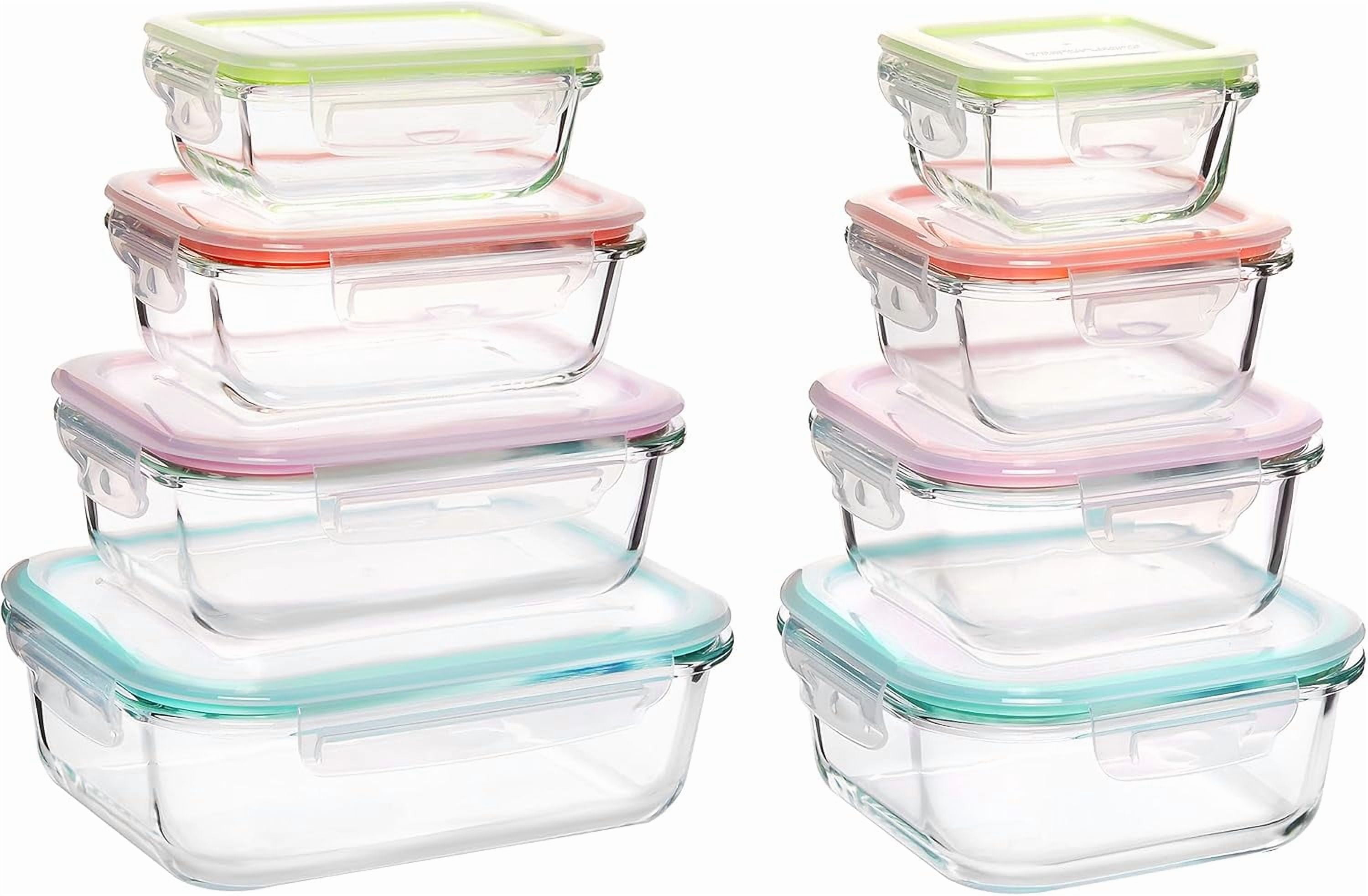 8 Pack Glass Food Storage Containers with Airtight Lids, Glass Meal ...