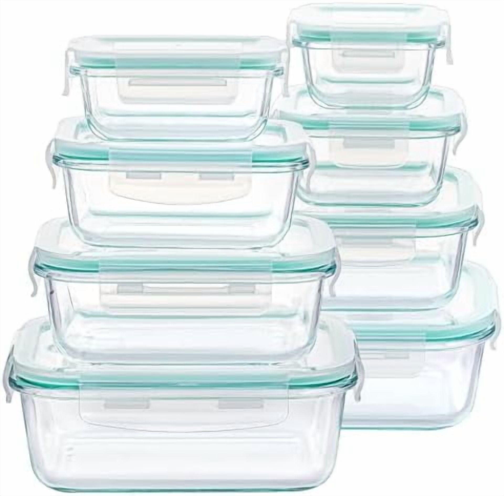 8 Pack Glass Food Storage Containers with Airtight Lids, Glass Meal ...