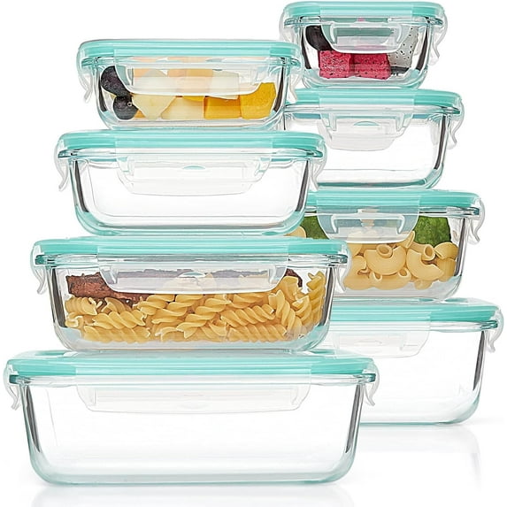 8 Pack Glass Food Storage Containers with Airtight Lids, Glass Meal ...