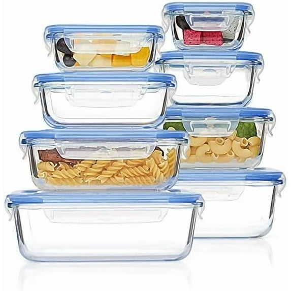 8 Pack Glass Food Storage Containers with Airtight Lids, Glass Meal ...