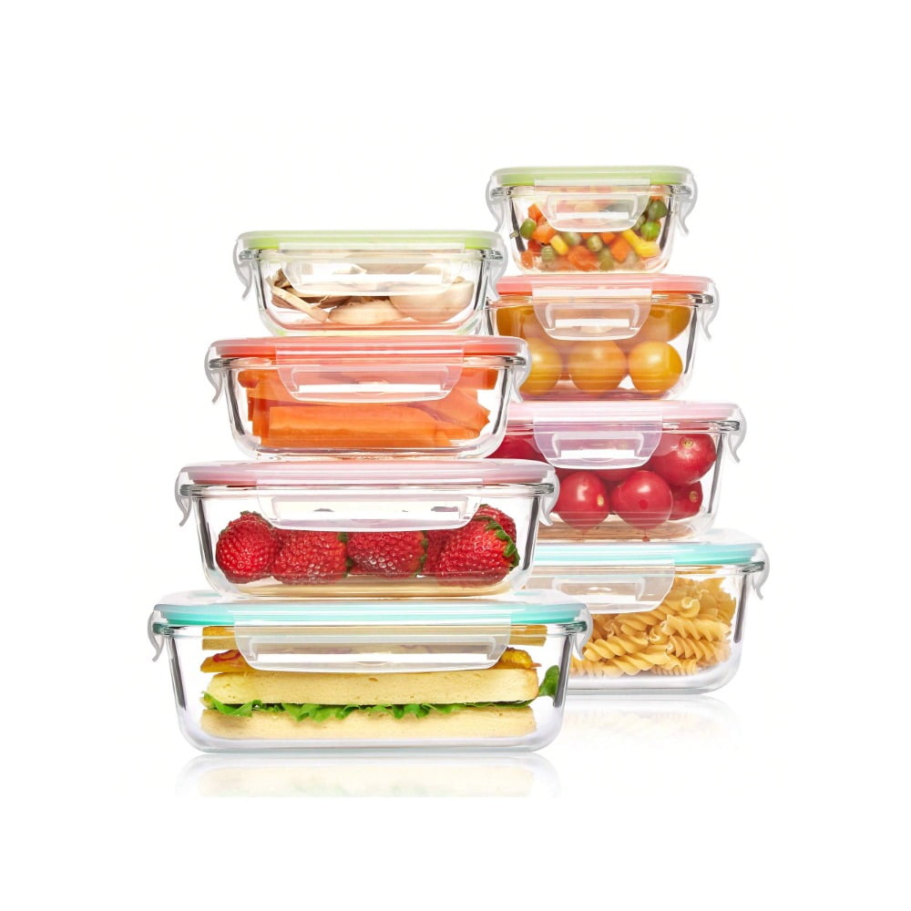 8 Pack Glass Food Storage Containers With Lids, Glass Meal Prep ...