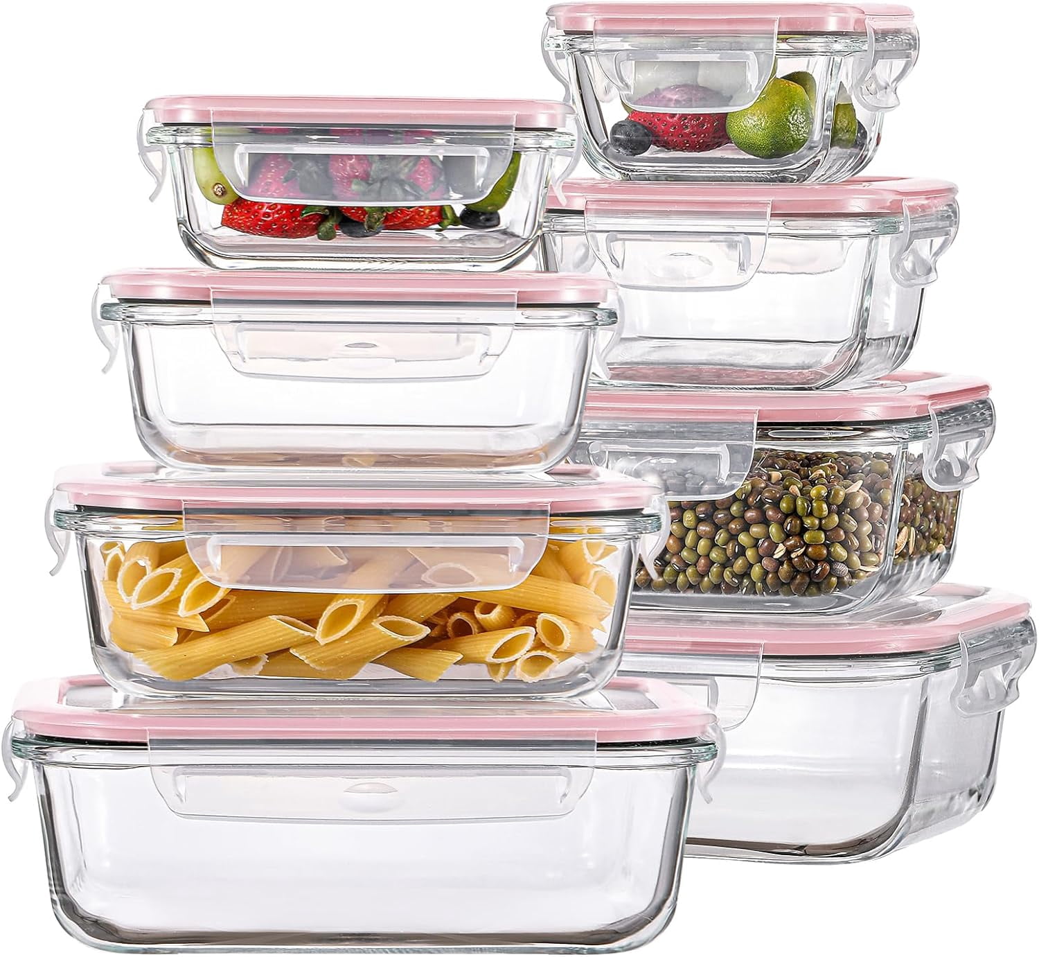 8 Pack Glass Food Storage Containers with Lids, Meal Prep Containers ...