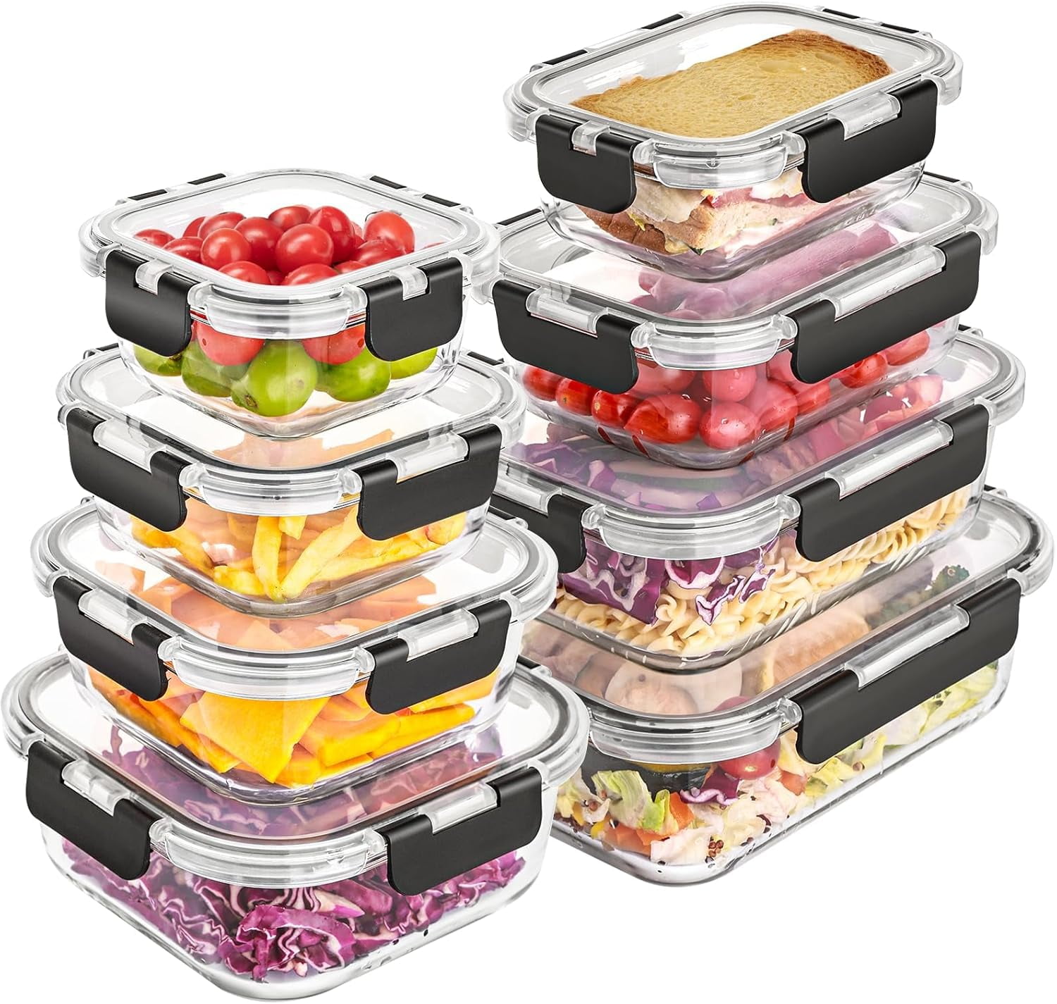 8 Pack Glass Food Storage Containers with Lids, Meal Prep Containers ...