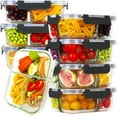 8 Pack Glass Meal Prep Containers 3 Compartment 36oz Glass Food