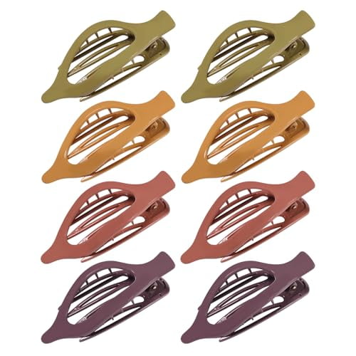 8 Pack Glossy Flat Hair Clips for Women – Large No-Slip Claw Barrettes ...