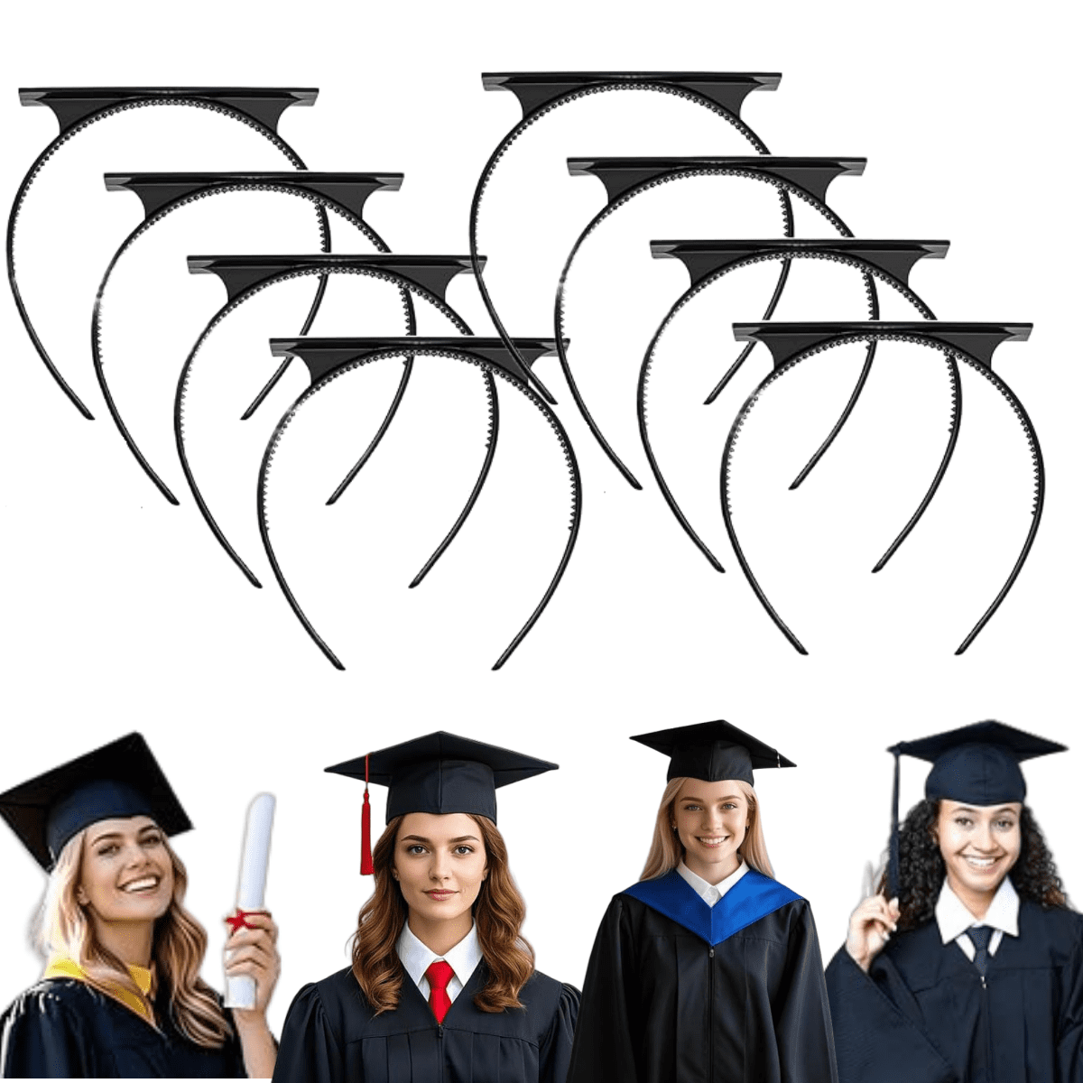 8 Pack Graduation Cap Headband, Firm Anti-fall Hair Band for Graduation ...