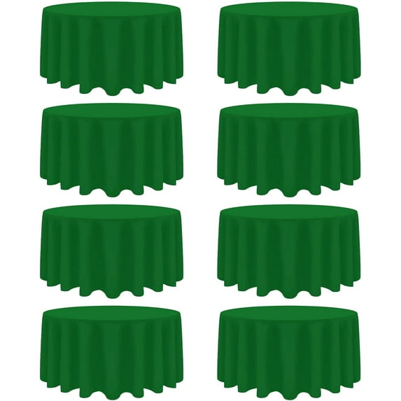 8 Pack Green Round Tablecloths 90 Inch Wrinkle Resistant Reusable ...