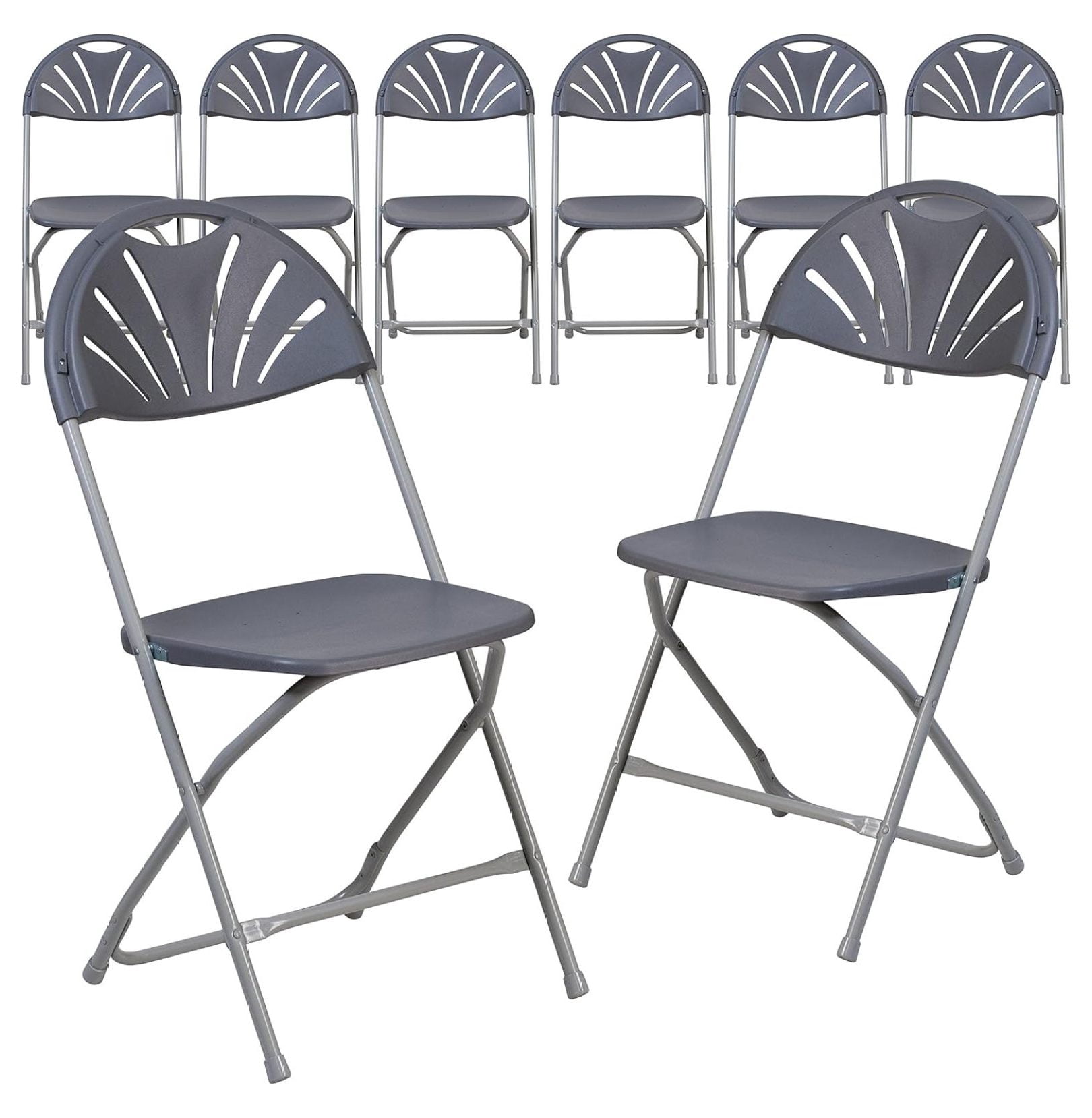 8 Pack HERCULES Series 650 lb. Capacity Charcoal Plastic Fan Back ...