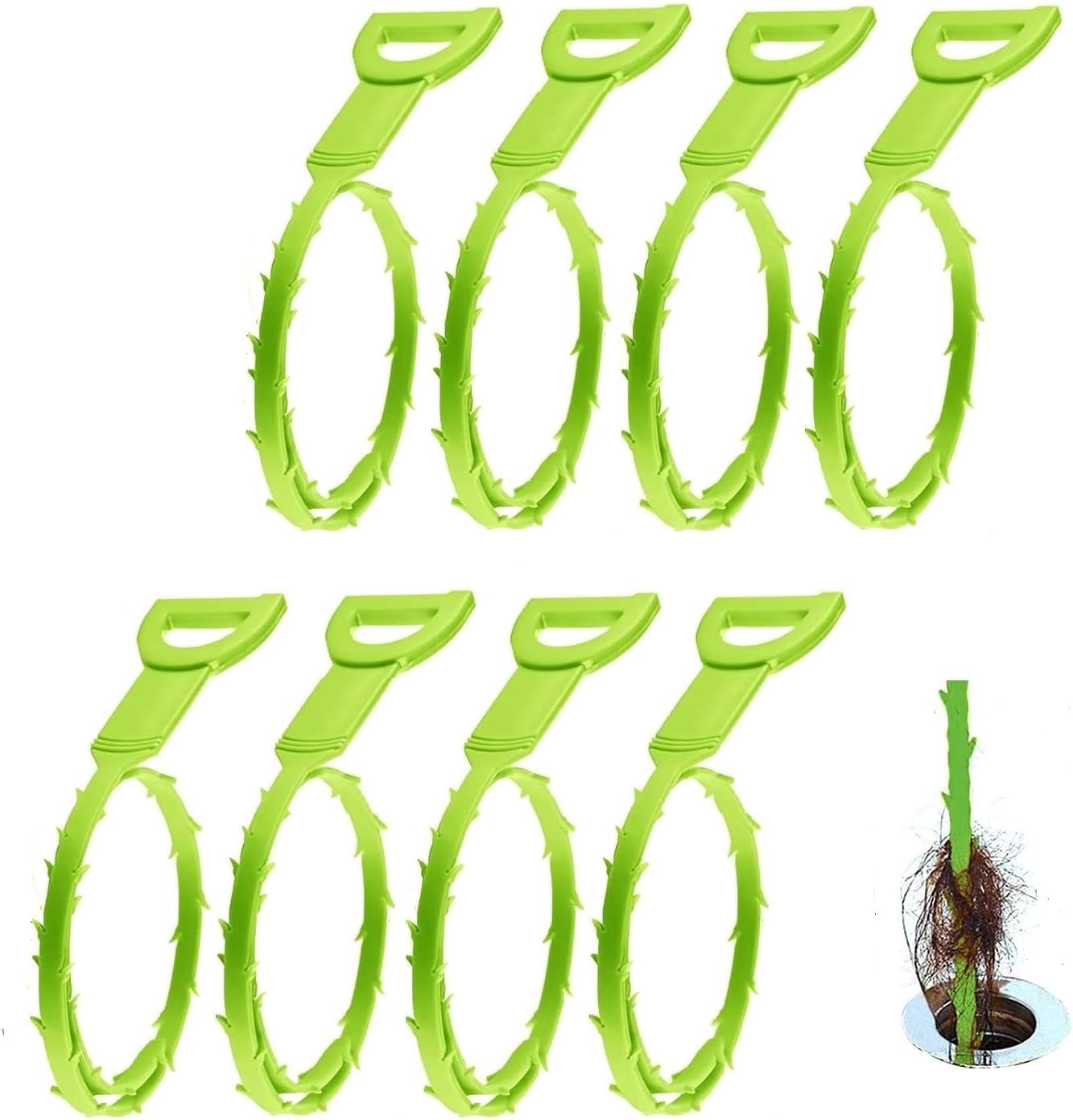 8 Pack Hair Snake Cleaning Tool Hair Drain Clog Remover, 20 Inch Drain ...