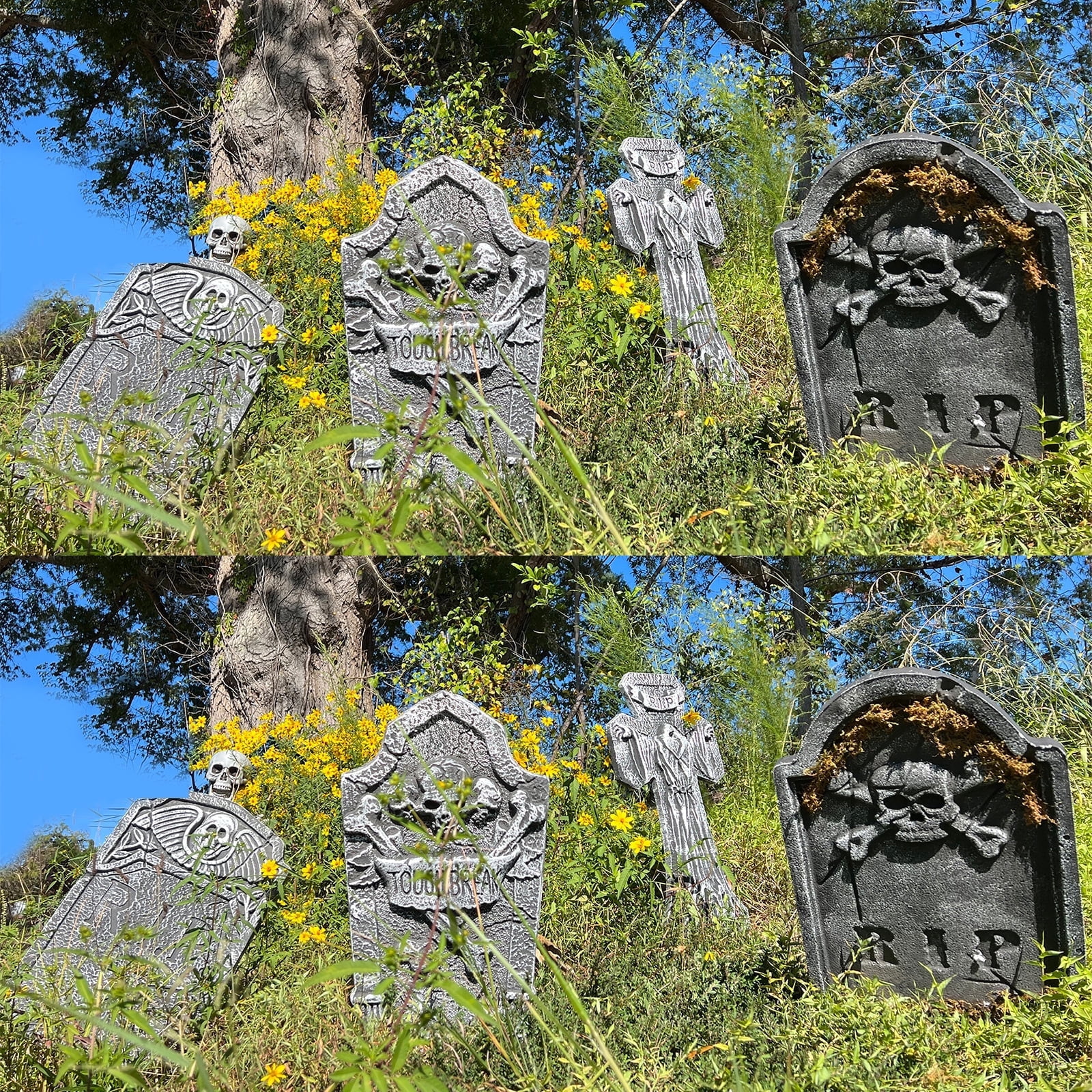 8 Pack Halloween Foam RIP Graveyard Tombstones, Headstoneand 16 Stakes ...
