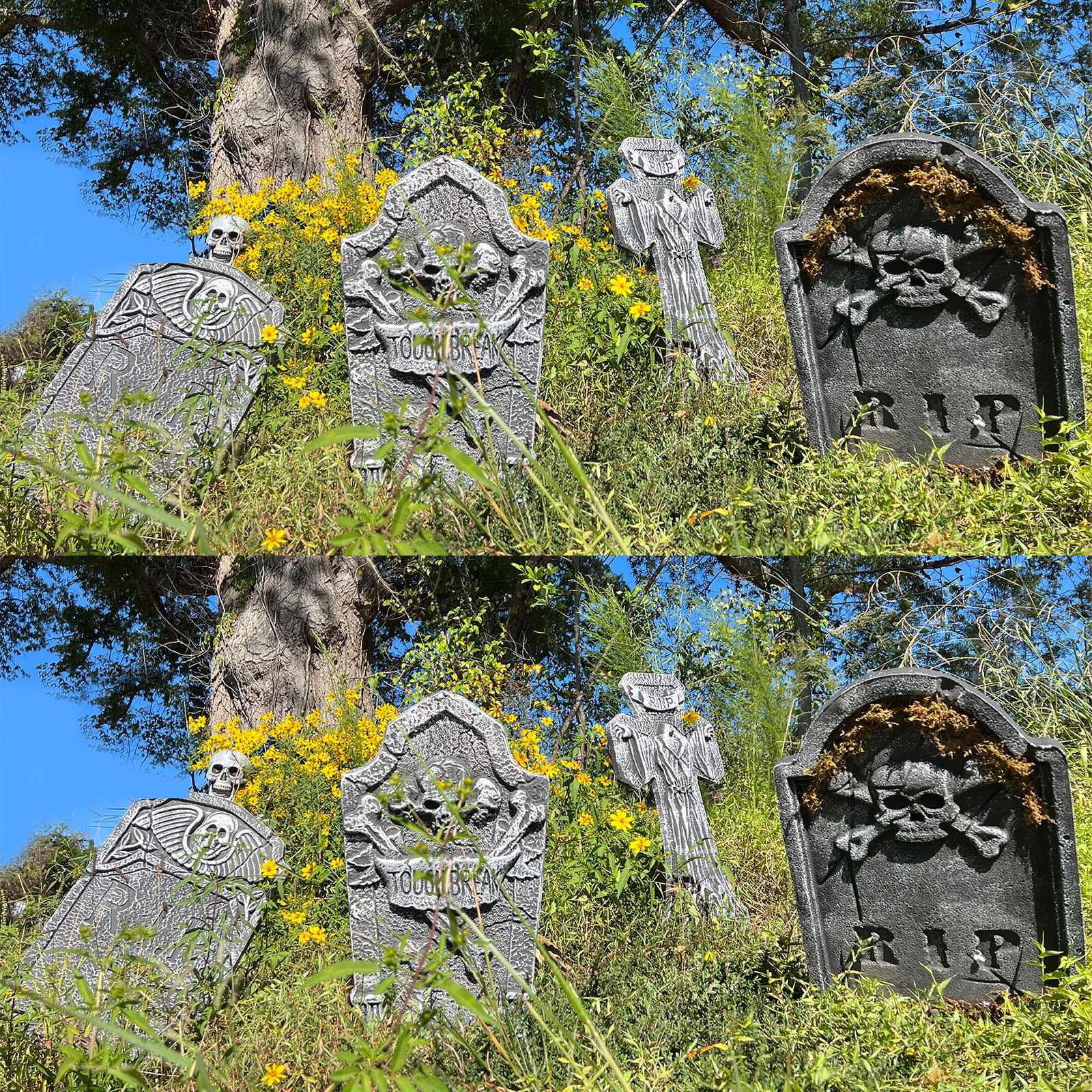 8 Pack Halloween Foam RIP Graveyard Tombstones, Headstoneand 16 Stakes ...