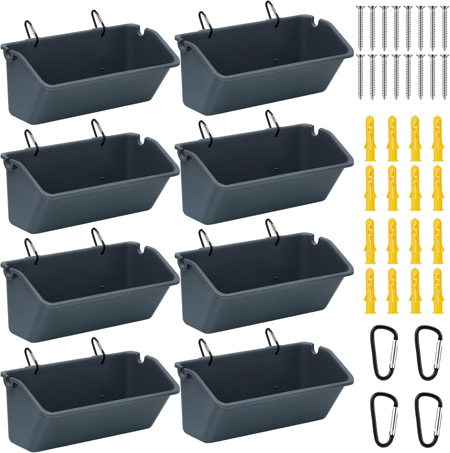 8 Pack Hanging Chicken Feeders Plastic Goat Feeder Supplies with Metal ...