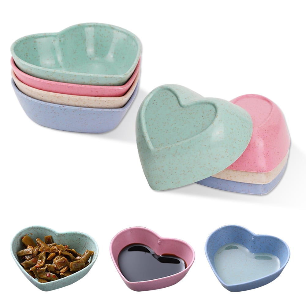 8 Pack Heart-shaped Dipping Dish Bowls Seasoning Plates, Soy Sauce ...