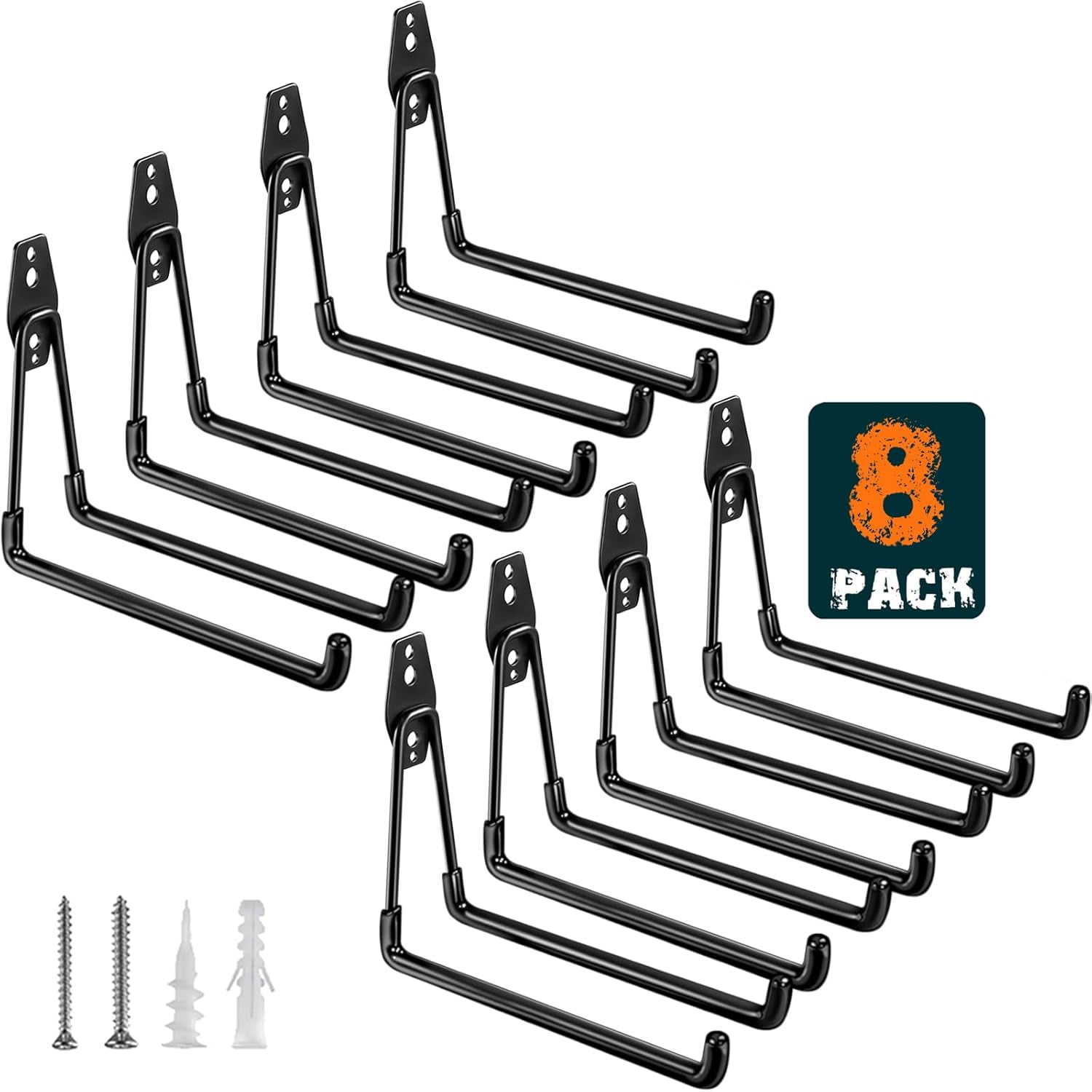 8 - Pack Heavy - Duty Black Metal Wall - Mounted Utility Hooks with ...