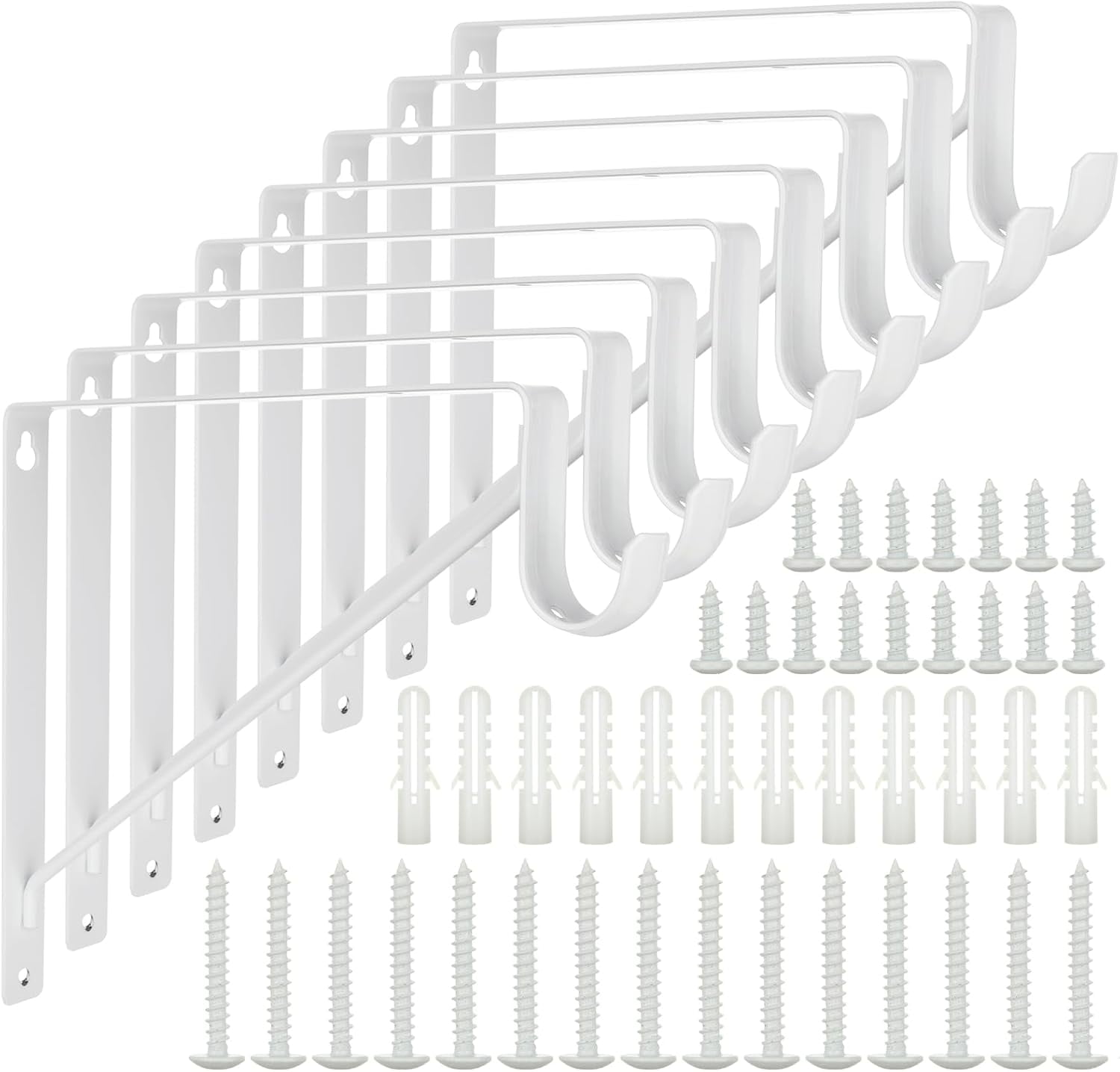 8 Pack Heavy Duty Closet Rod Brackets Holder 11 X 11 X 1 Inch, White ...