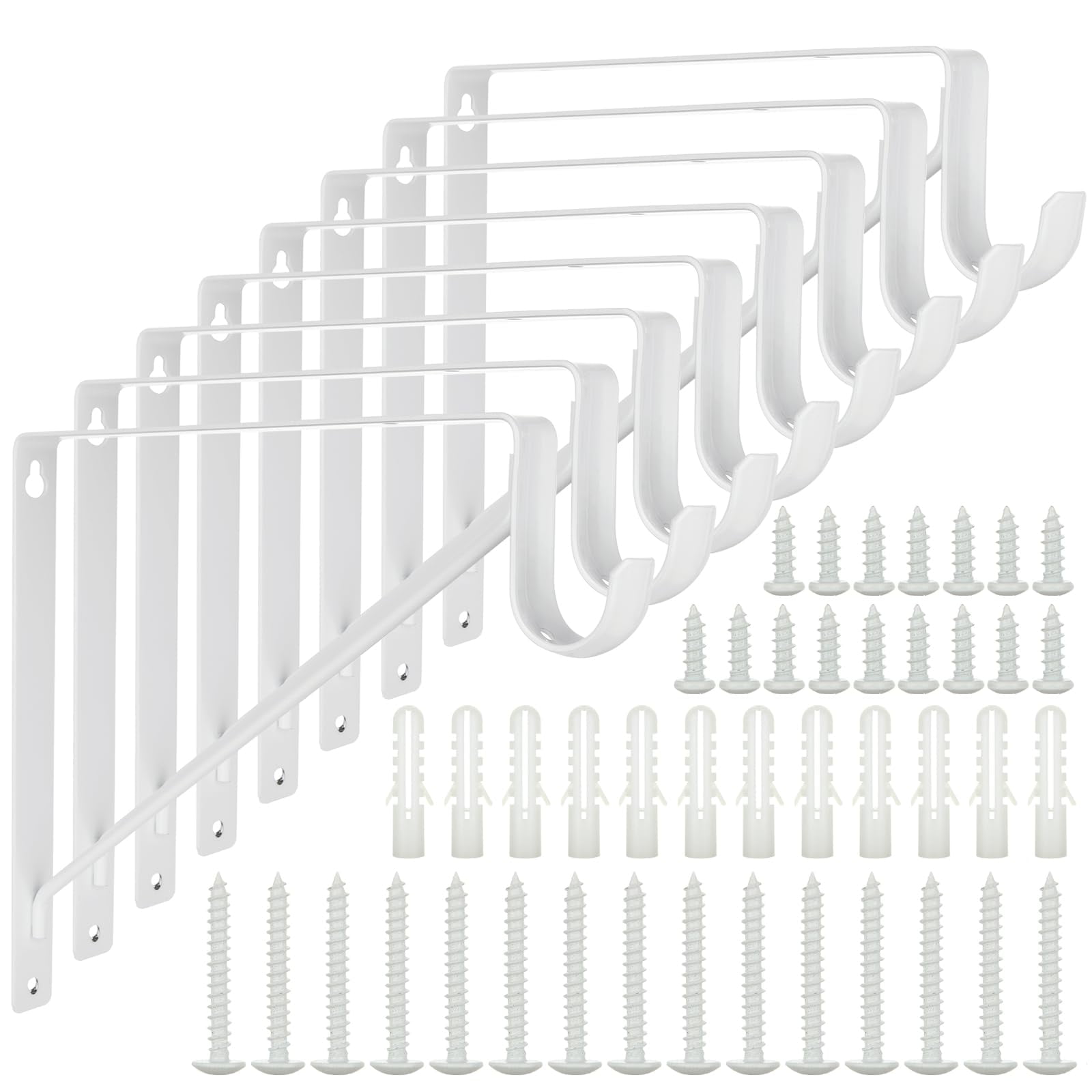 8 Pack Heavy Duty Closet Rod Brackets Holder x x 1 Inch, White Closet ...