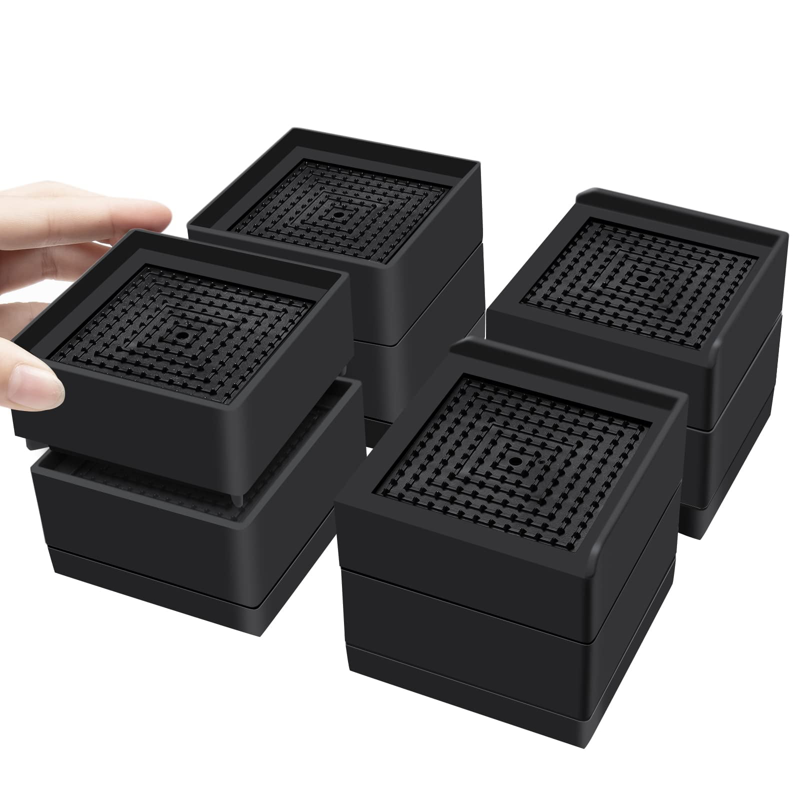 8 Pack Heavy Duty Furniture Bed Risers, 2/4 Inch Adjustable Plastic Leg ...