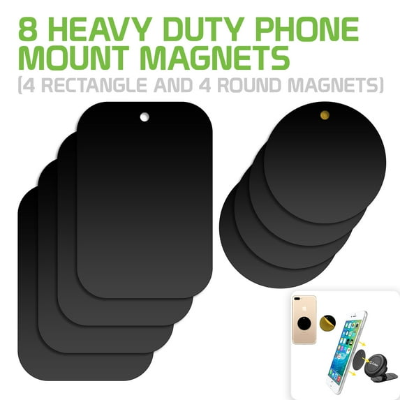 8-Pack Heavy-Duty Phone Mount Metal Plates for Magnetic Phone / Tablet ...