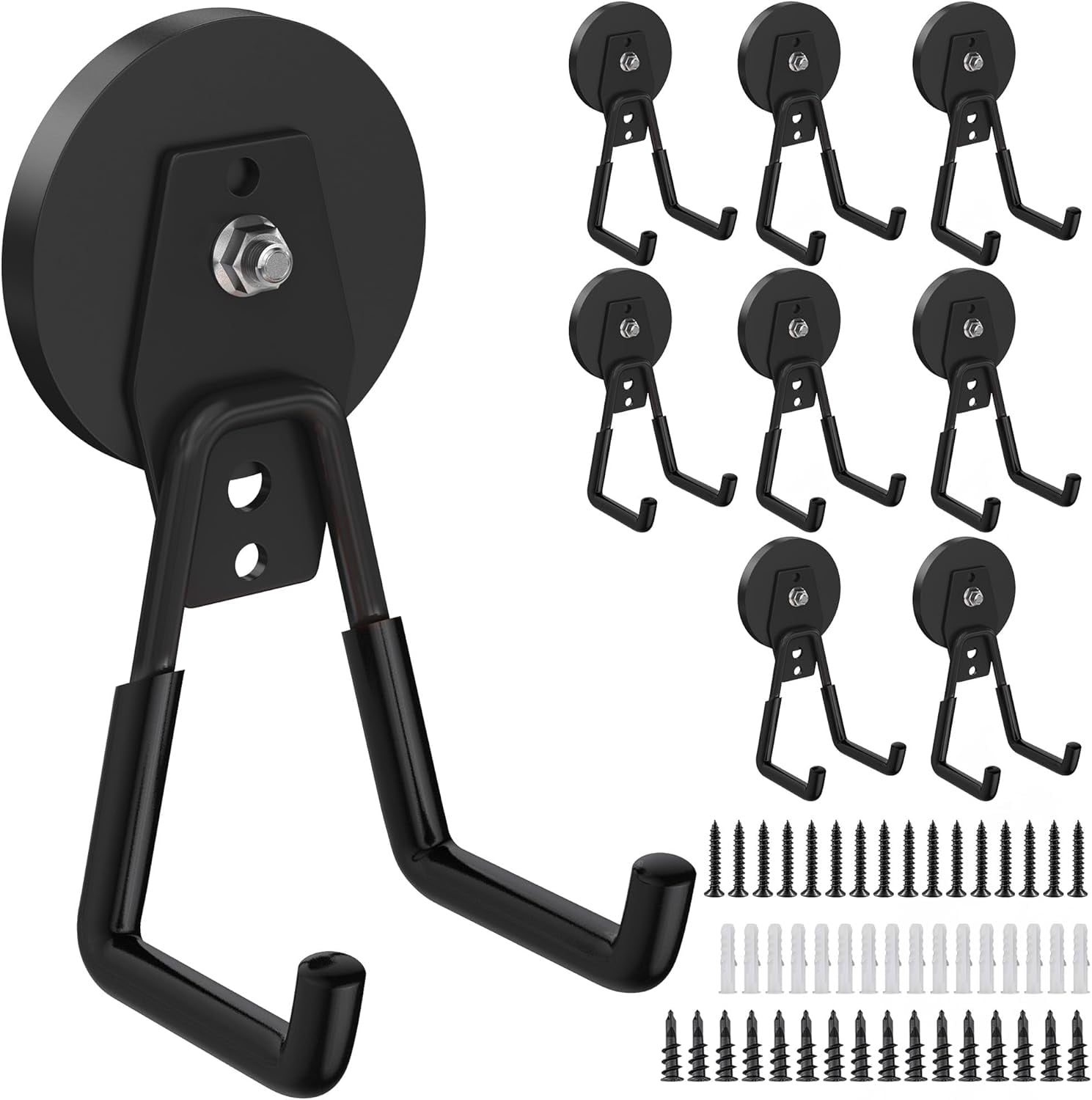 8 Pack Heavy Duty Storage Magnetic Utility Hooks Large Garage Strong ...