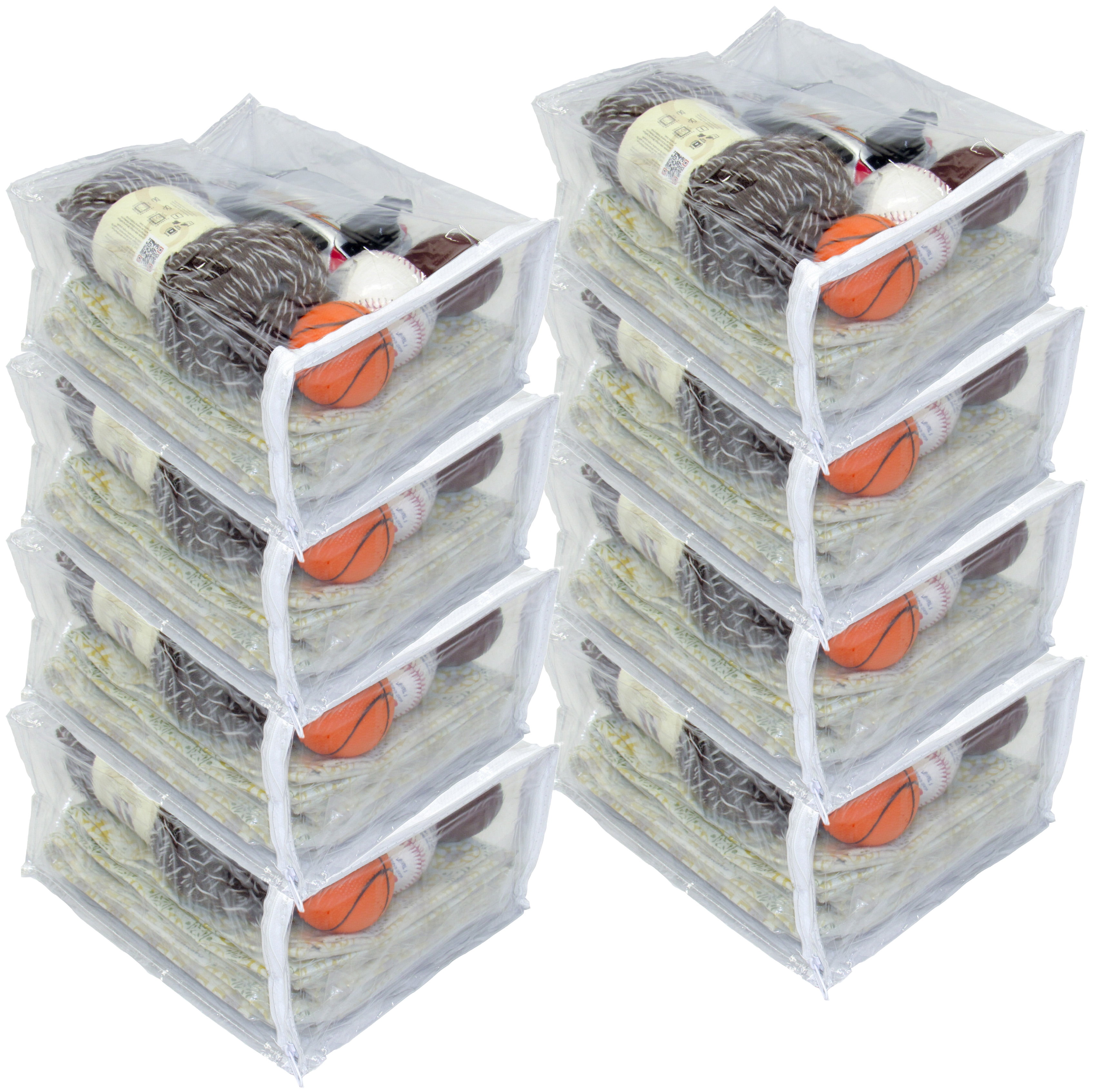 8-Pack Heavy Duty Vinyl Zippered Closet Square Storage Bags (Clear) (9 ...