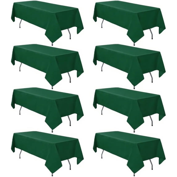 8 Pack Hunter Green Tablecloths 60 x 102 Inch Rectangular Wrinkle ...