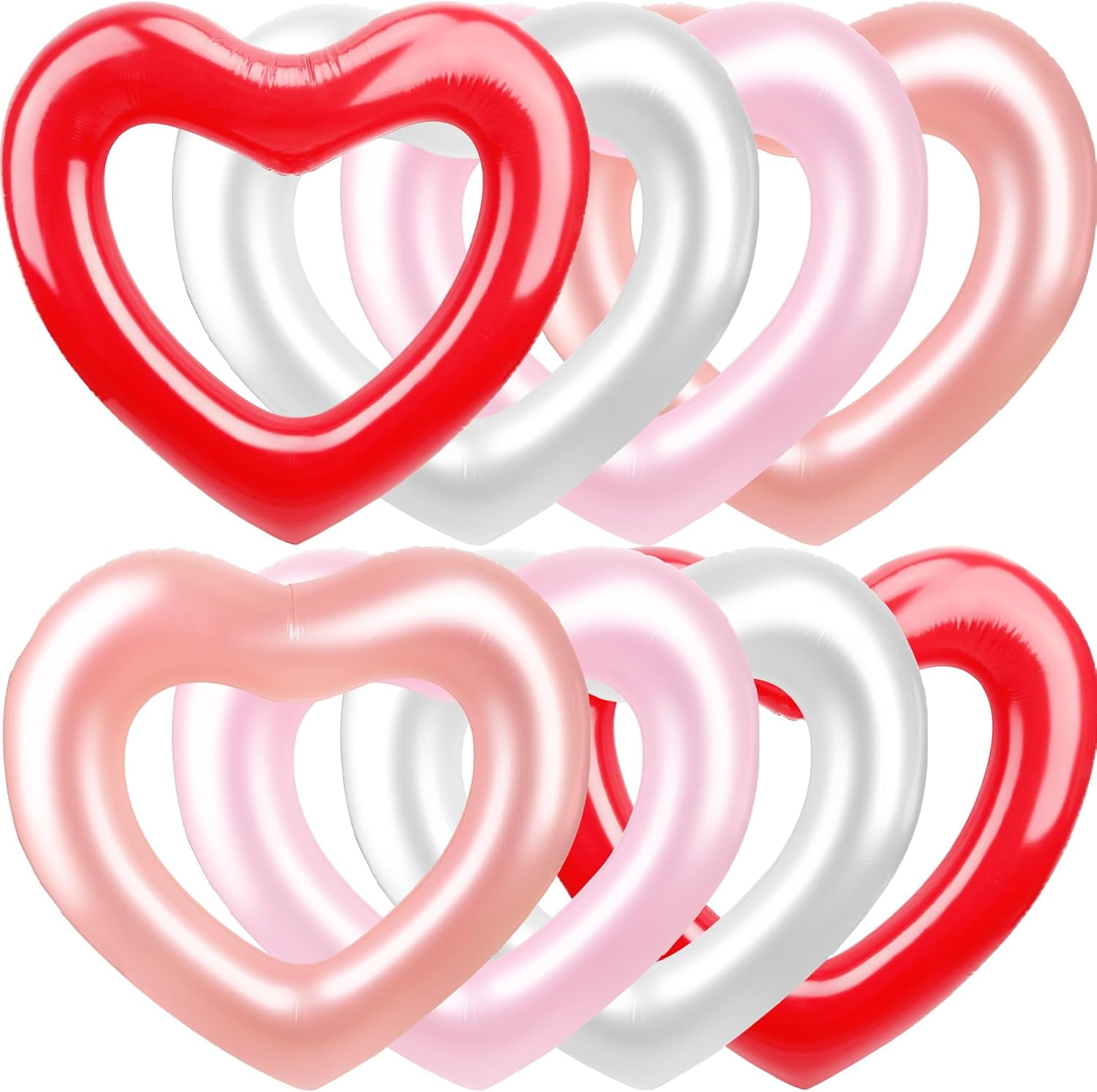 8 Pack Inflatable Heart Shape Swimming Rings Bulk Sweet Love Swimming ...
