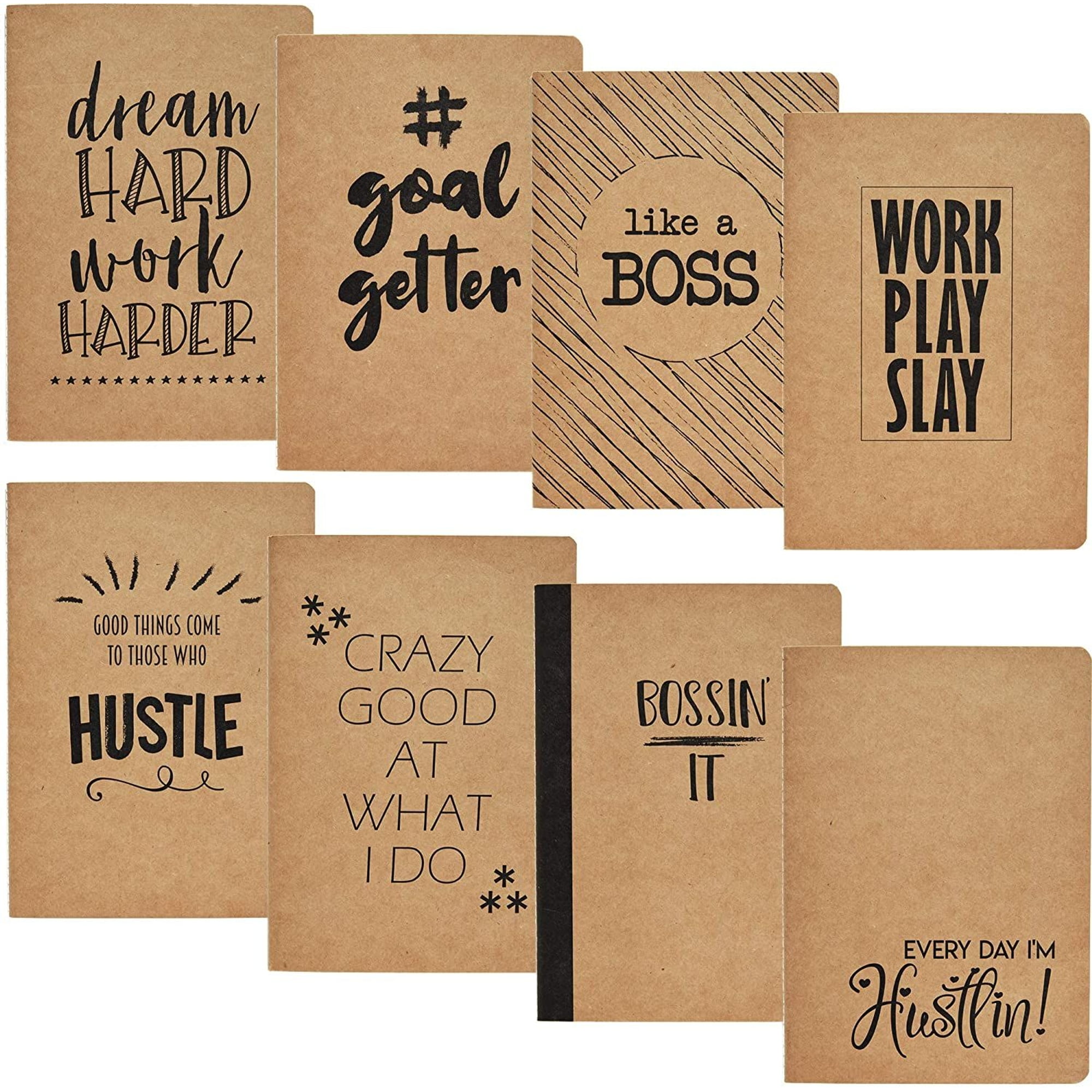 8 Pack Inspirational Notebook A5, 5x8 Kraft Paper Lined Journals, Bulk ...