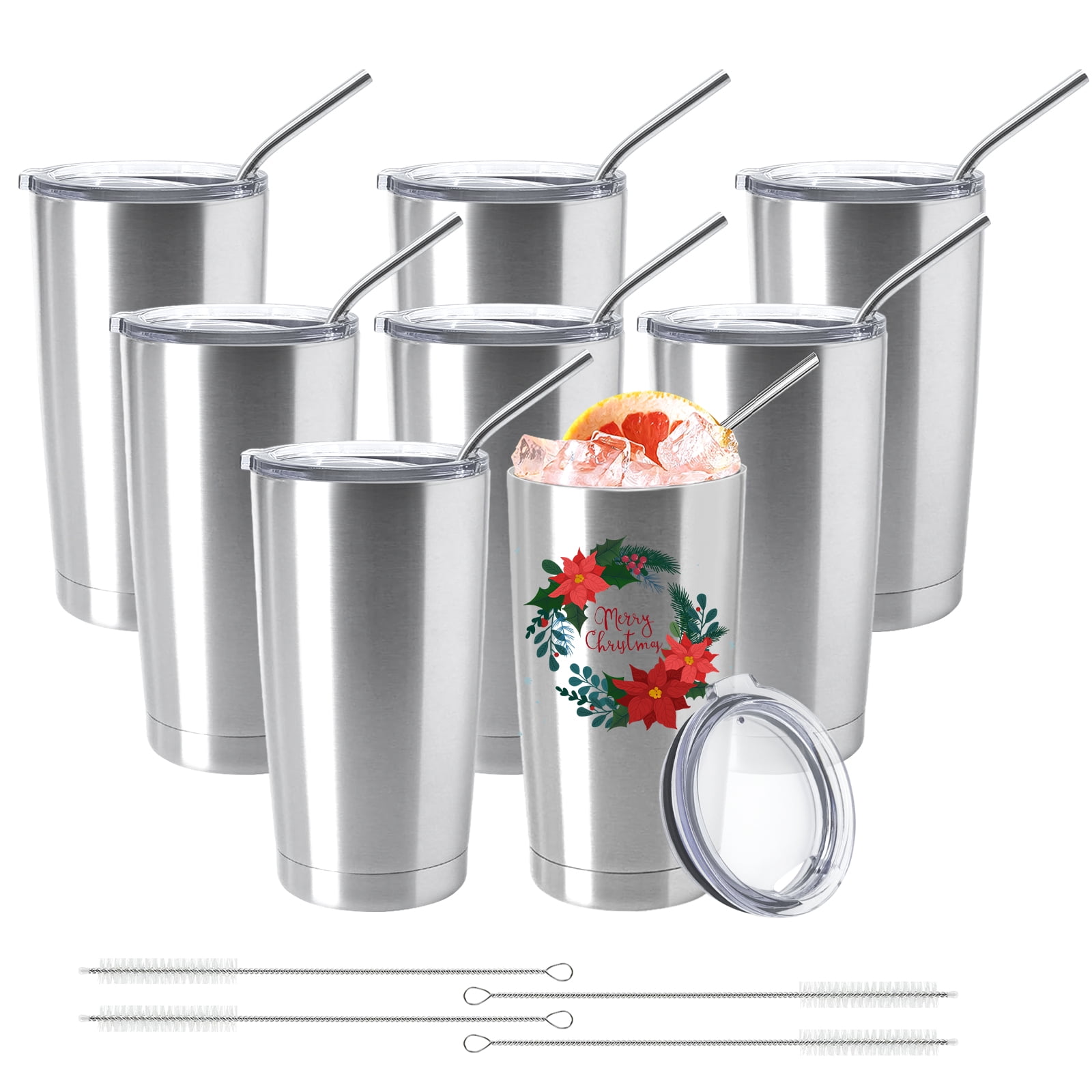 8 Pack Insulated Coffee Tumbler Stainless Steel Cups Double Wall Vacuum ...