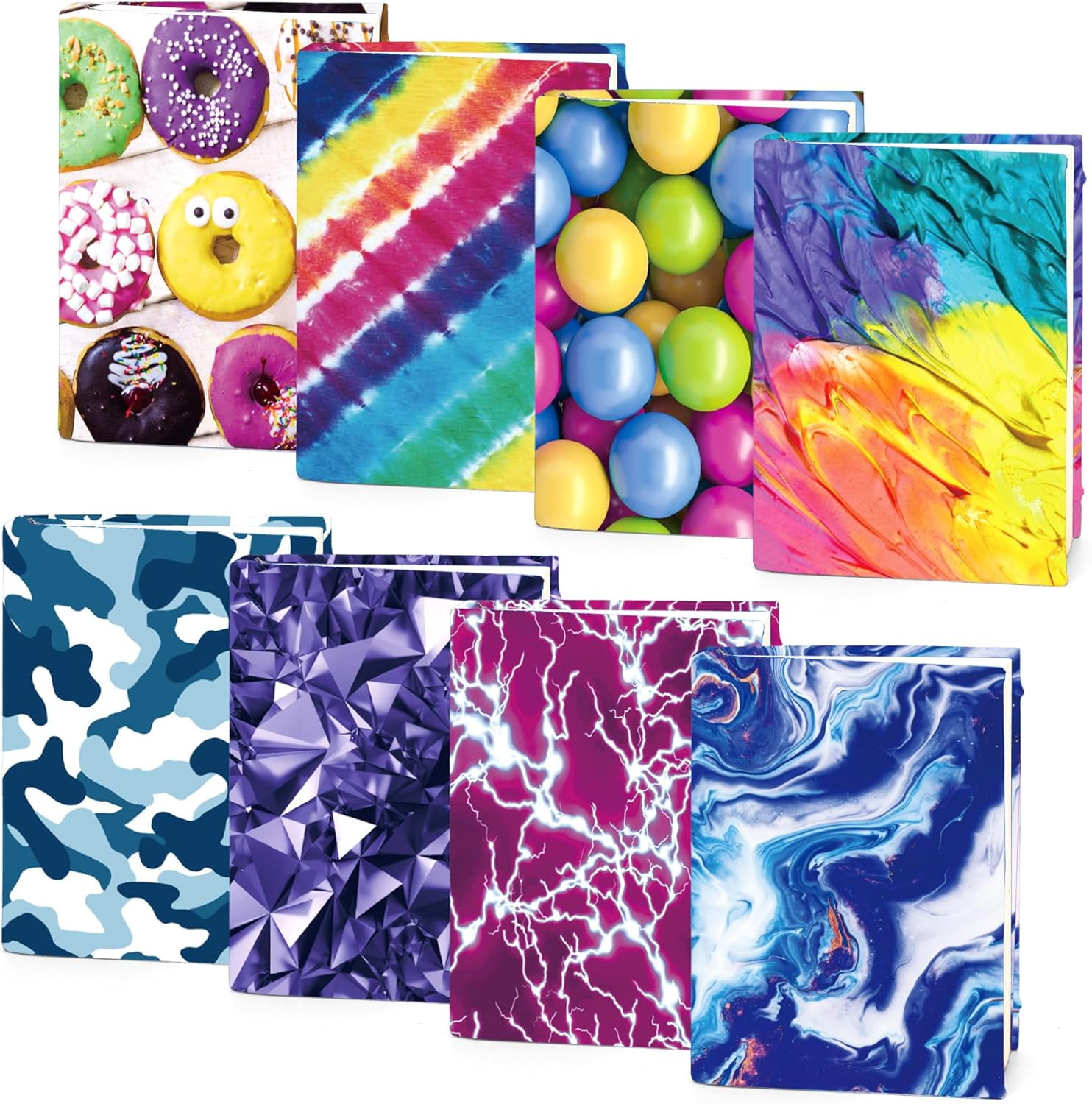 8 Pack Jumbo Fabric Book Covers, Stretchable Washable Durable Reusable ...