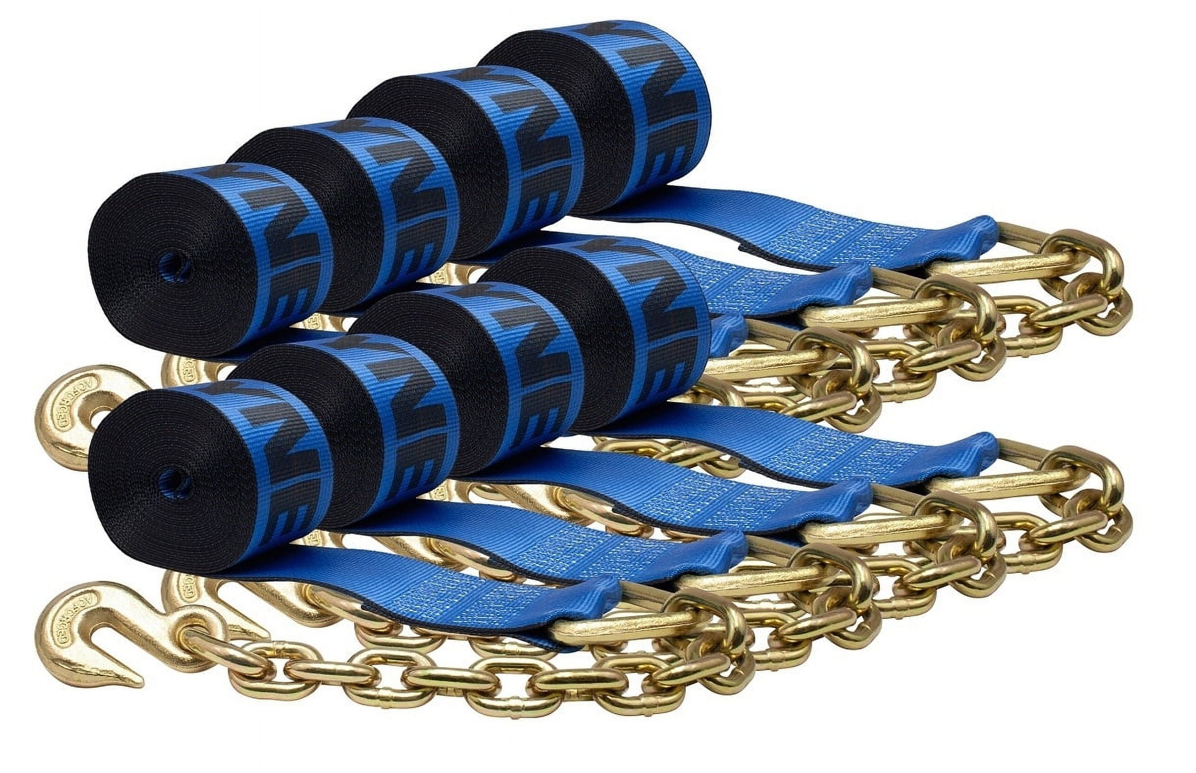 (8 Pack) Kinedyne 4 in. x 30 ft. Winch Strap with Chain Anchor ...