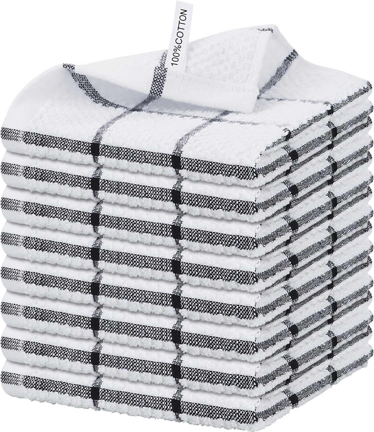 8 Pack Kitchen Dish Rags,100% Cotton Dish Cloths for Washing Dishes ...