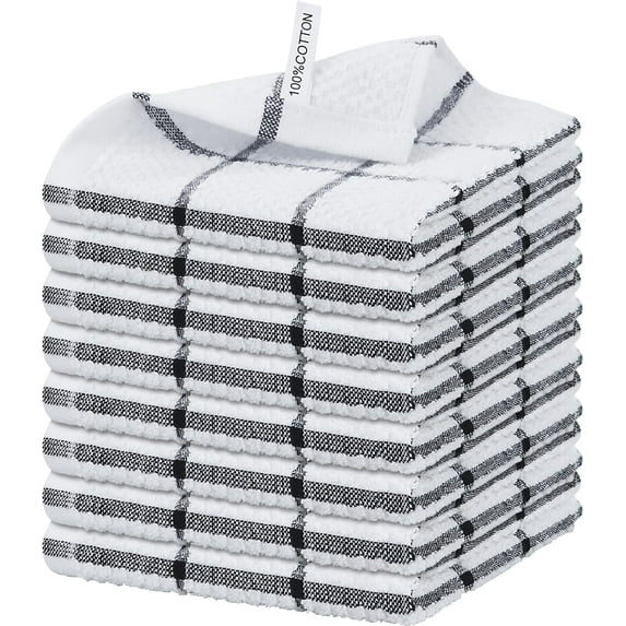 8 Pack Kitchen Dish Rags,100% Cotton Dish Cloths for Washing Dishes ...
