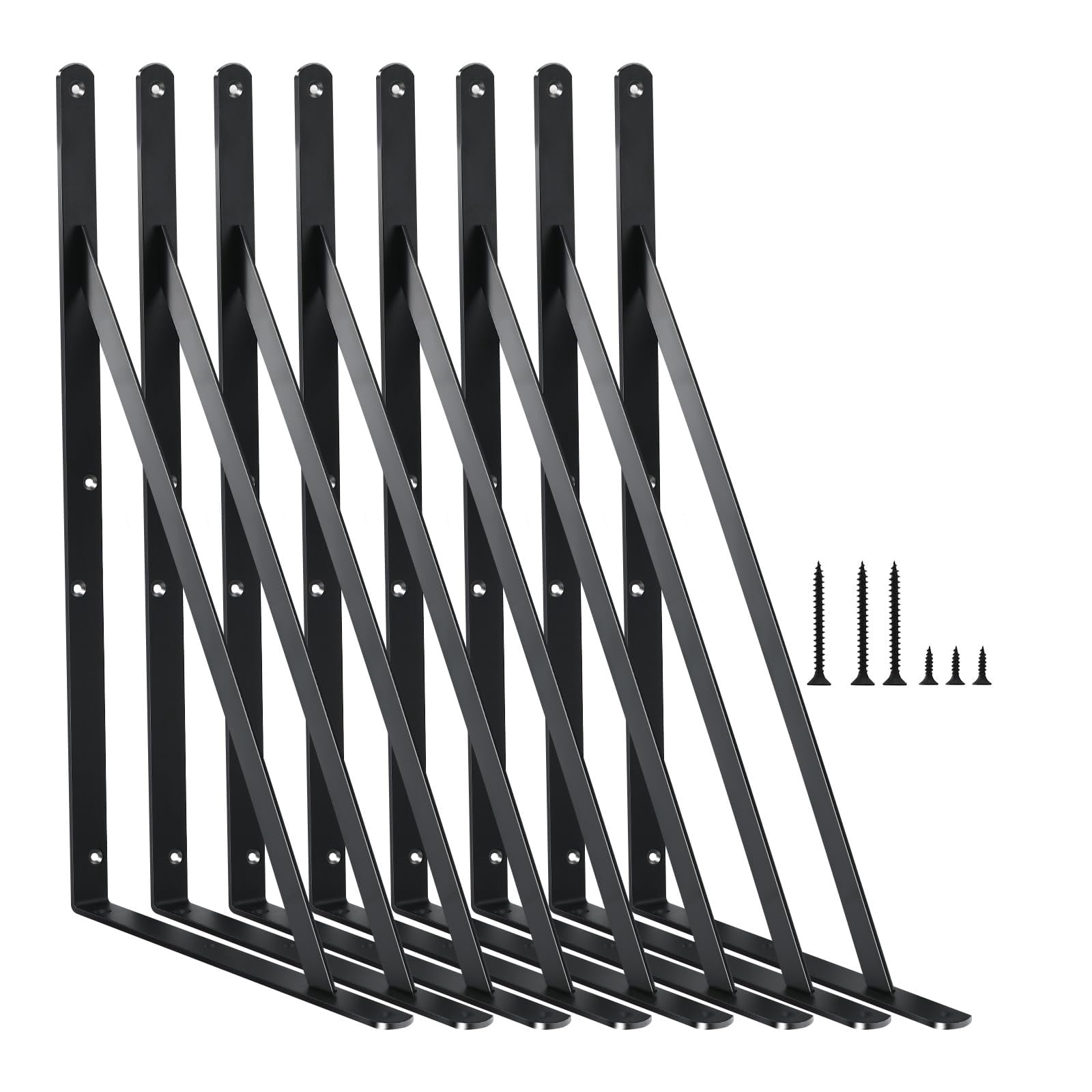 8 Pack L18 X H 12" Black Heavy Duty Shelf Brackets With Screws Metal ...