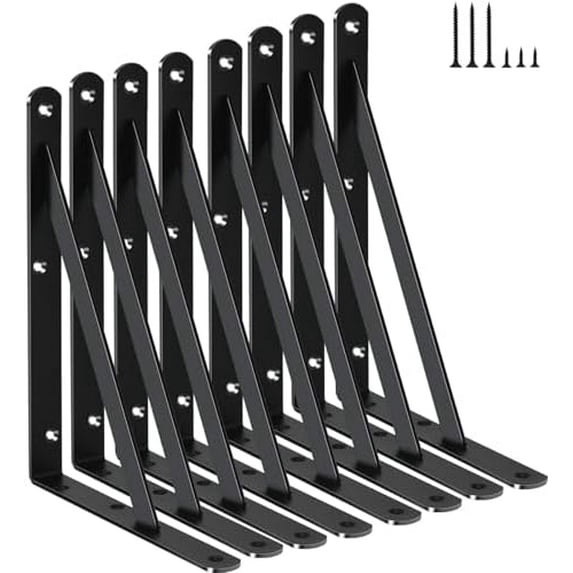 8 Pack L8 x H 6" Black Heavy Duty Shelf Brackets with Screws Metal ...