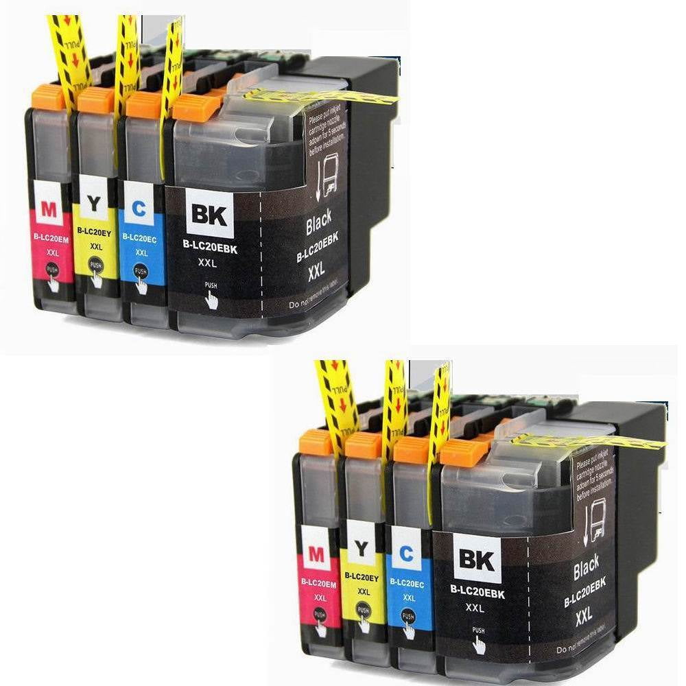 8 Pack LC20E LC20EBK LC20EC LC20EM LC20EY XXL Ink Cartridge for Brother ...