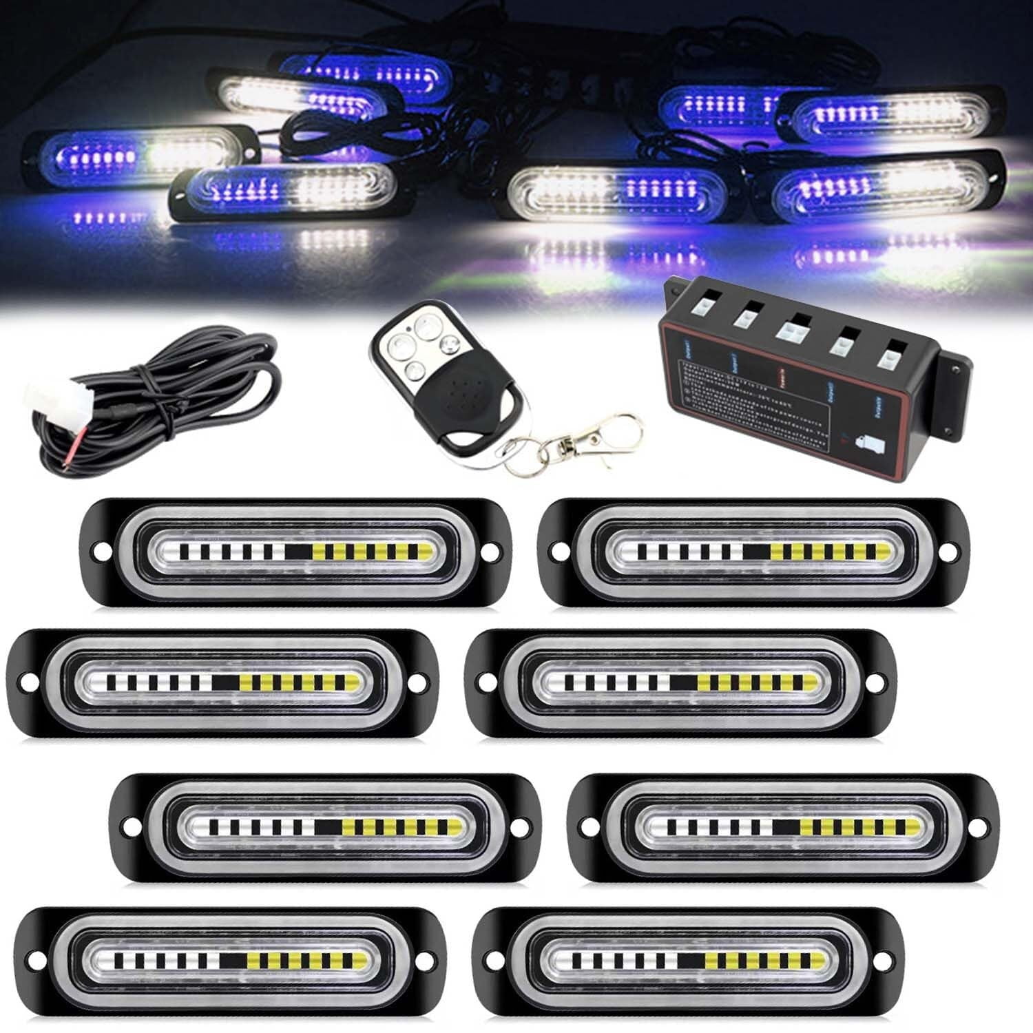 8-Pack LED Strobe Lights for Trucks, Cars, SUVs & 12V-24V Vehicles ...