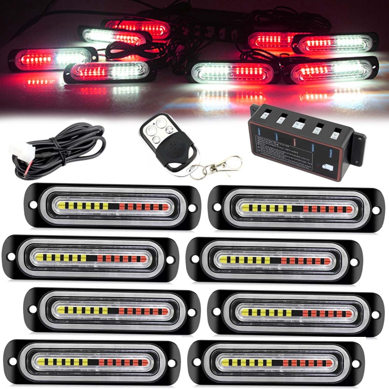 8-Pack LED Strobe Lights for Trucks, Cars, SUVs & 12V-24V Vehicles ...
