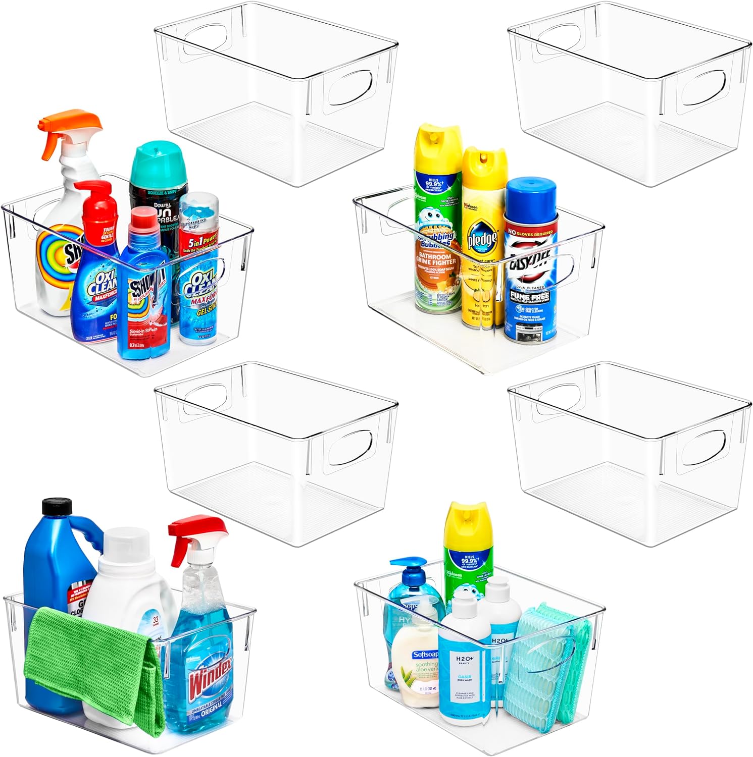 8 Pack Large Clear Plastic Storage Bins, Clear Organizer Bins with ...