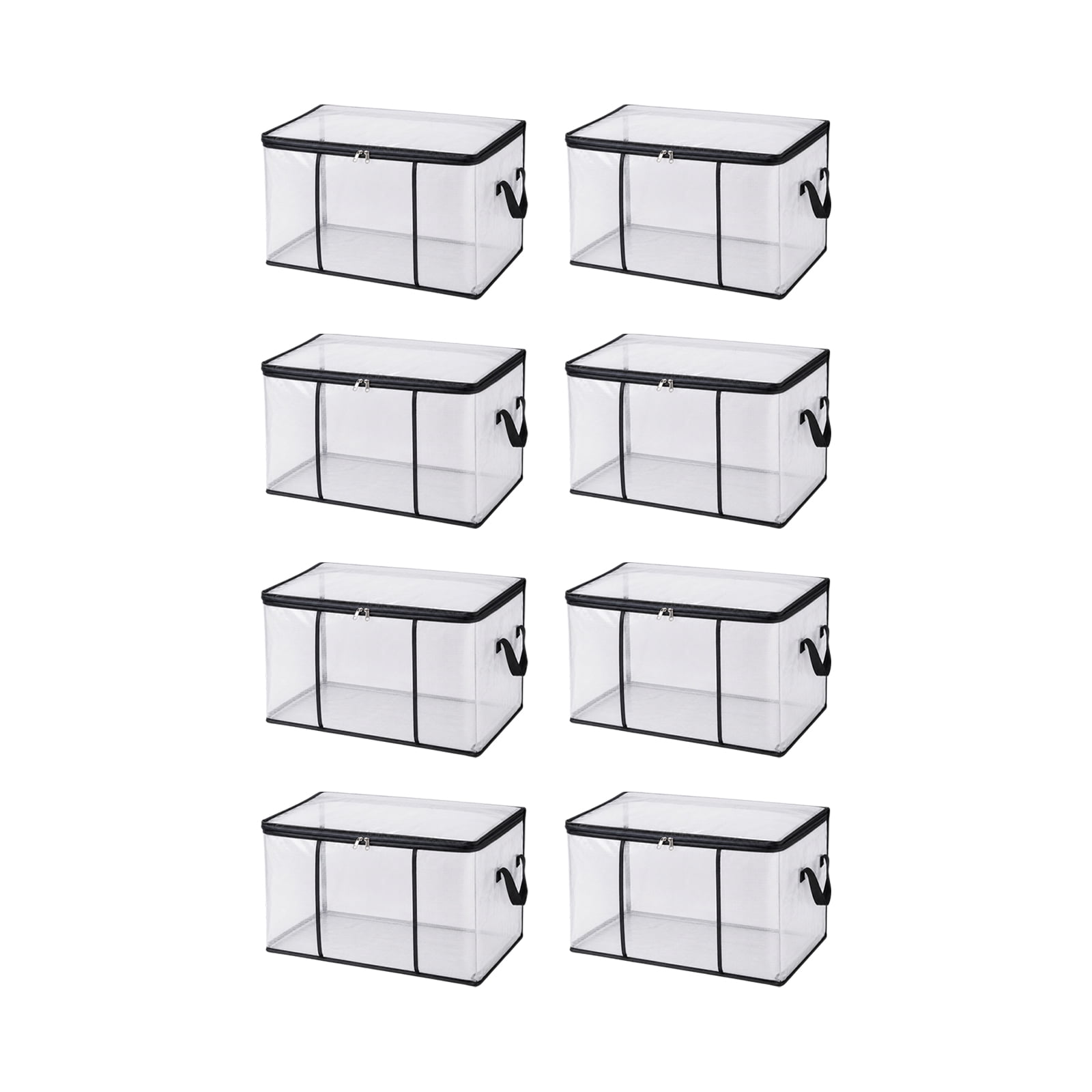 8 Pack Large Clear Thick Plastic Storage Box with Hinged Lid, Heavy ...