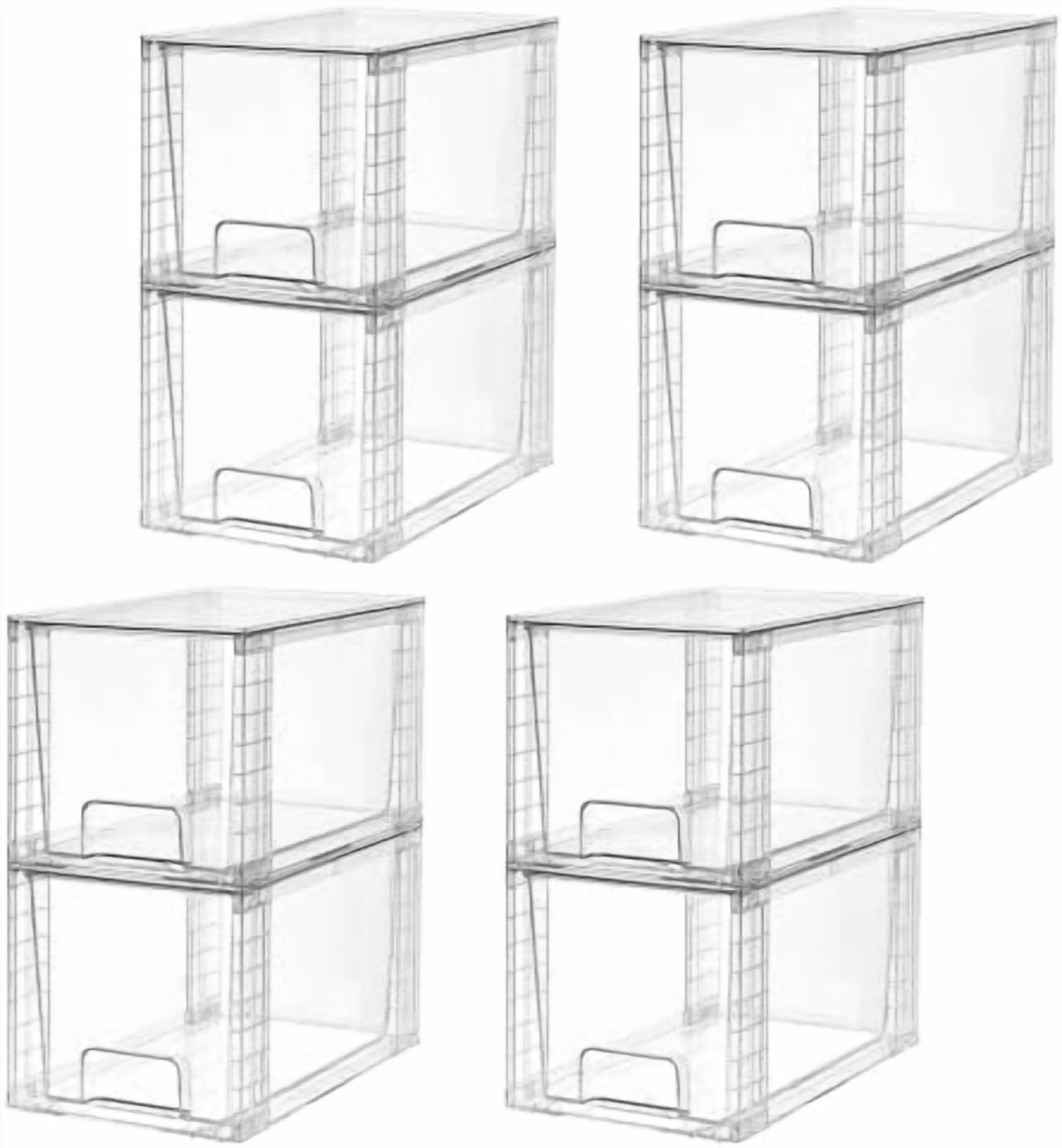 8 Pack Large Stackable Storage Drawers,Clear Acrylic Drawer Organizers ...