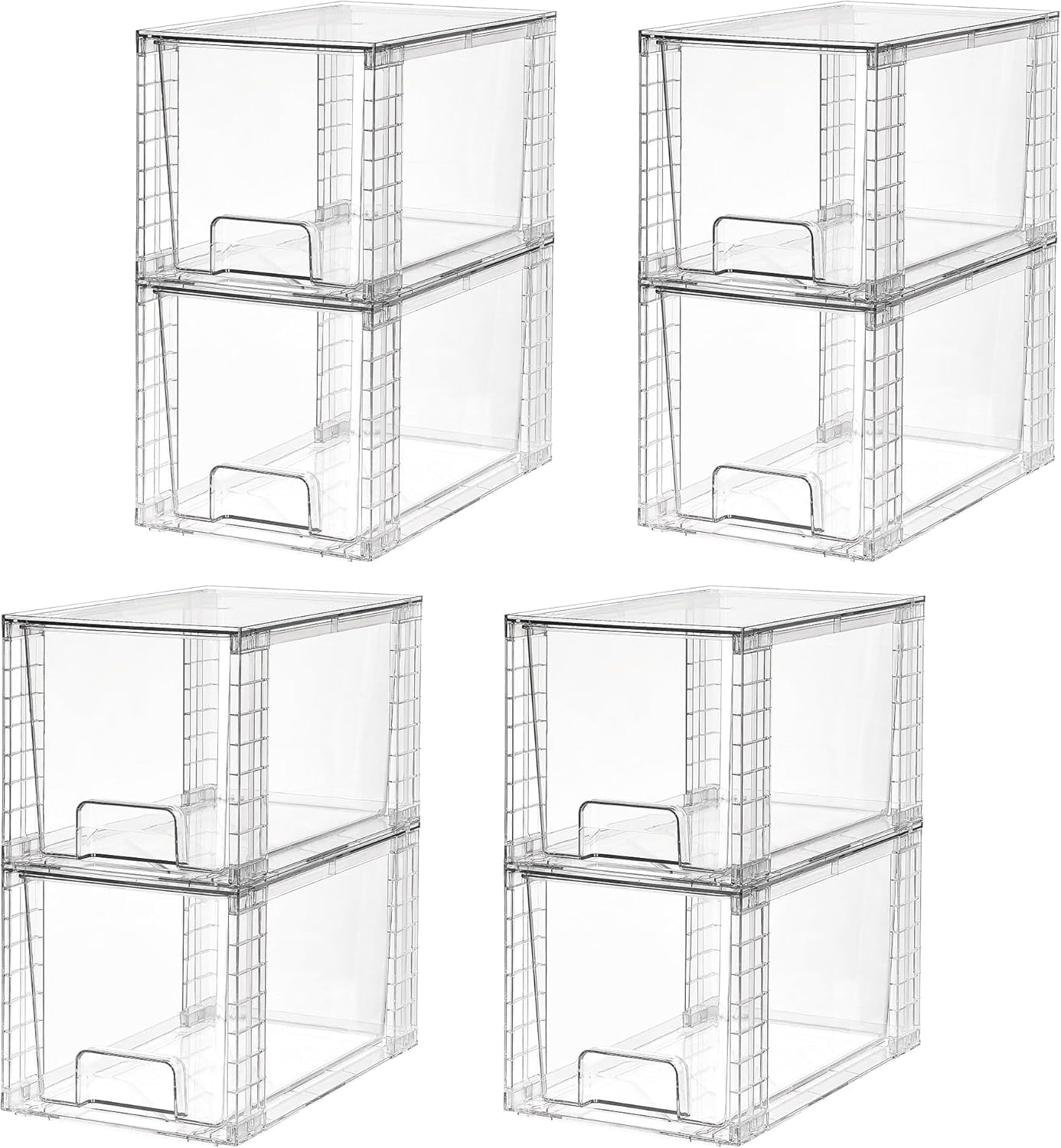 8 Pack Large Stackable Storage Drawers,Clear Acrylic Drawer Organizers ...