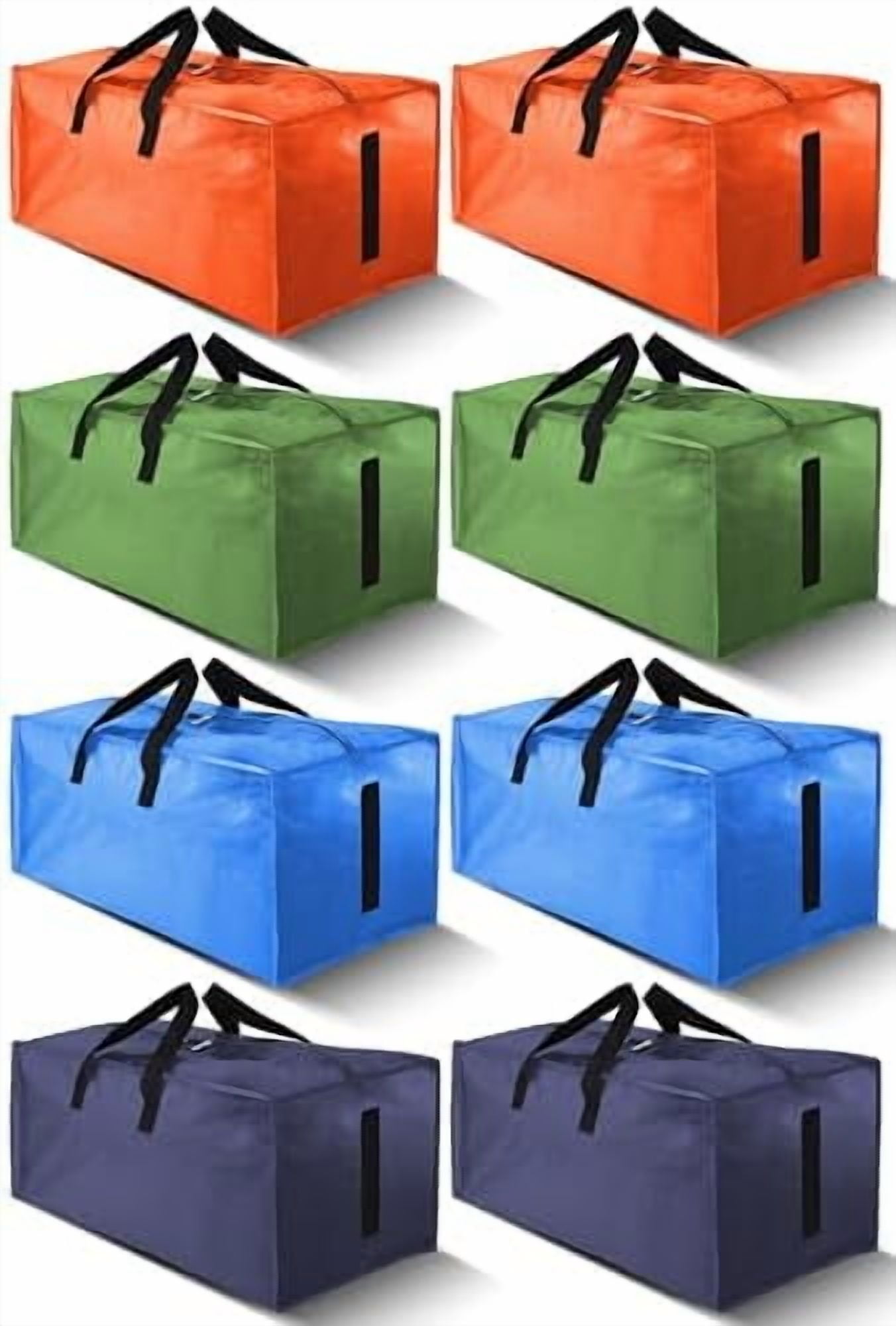 8 Pack Large Strong Moving Bags with Zippers & Carrying Handles - Water ...