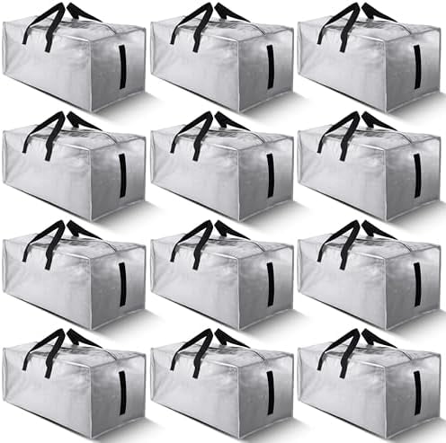 8 Pack Large Strong Moving Bags with Zippers & Carrying Handles - Water ...